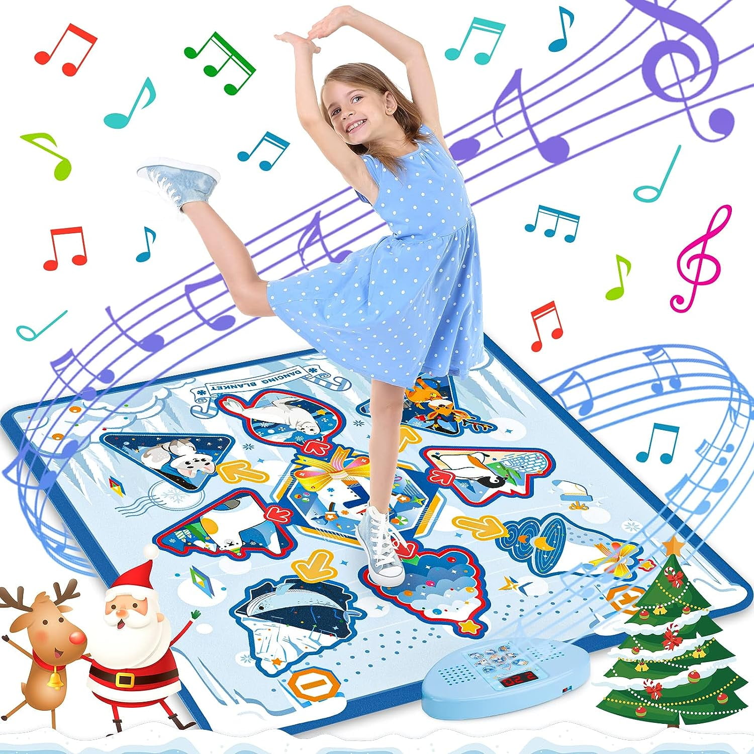Kids Musical Dance Mat with 6 Animal Sounds Blanket Touch Playmat ...