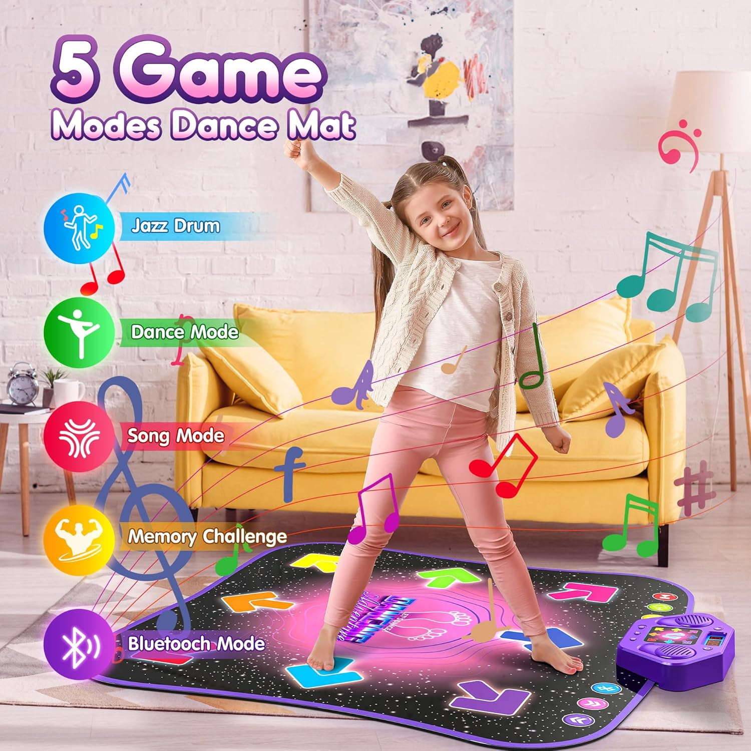 Dance Mat Toys, 8 Buttons Light up Dancing Pat 5 Game Modes with ...