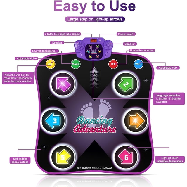 Dance Mat Toys for 3-12 Year Old Kids, Electronic Dance Pad with Light ...