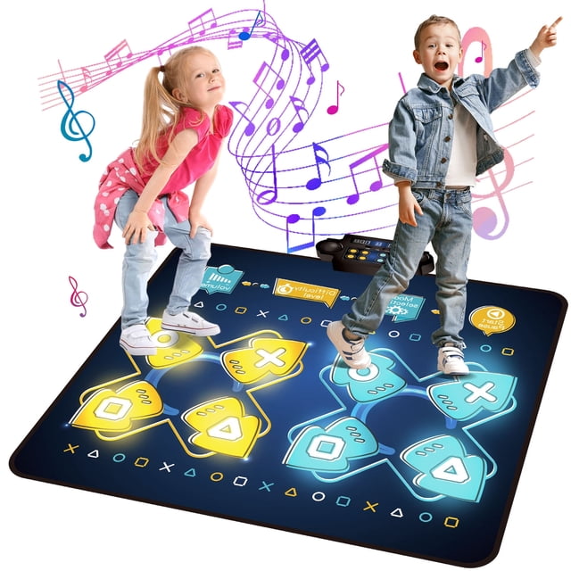 Kids Dance Mat Toys, Double Dance Pad with Light-up, Electronic Dacing ...