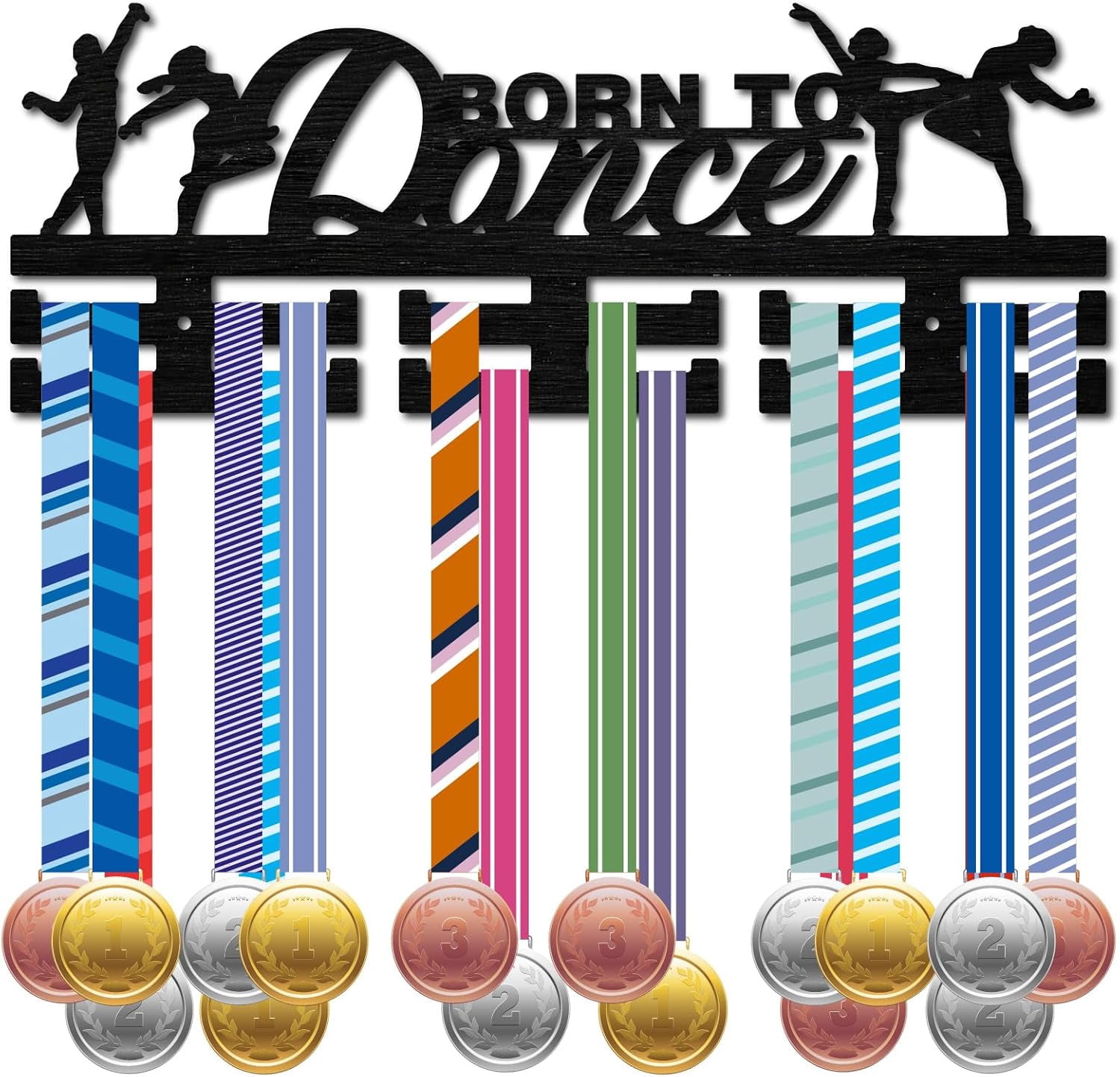 Dance Medal Hanger Display Race Medal Holder Competition Sports Awards Black Rack Wooden Wall ...