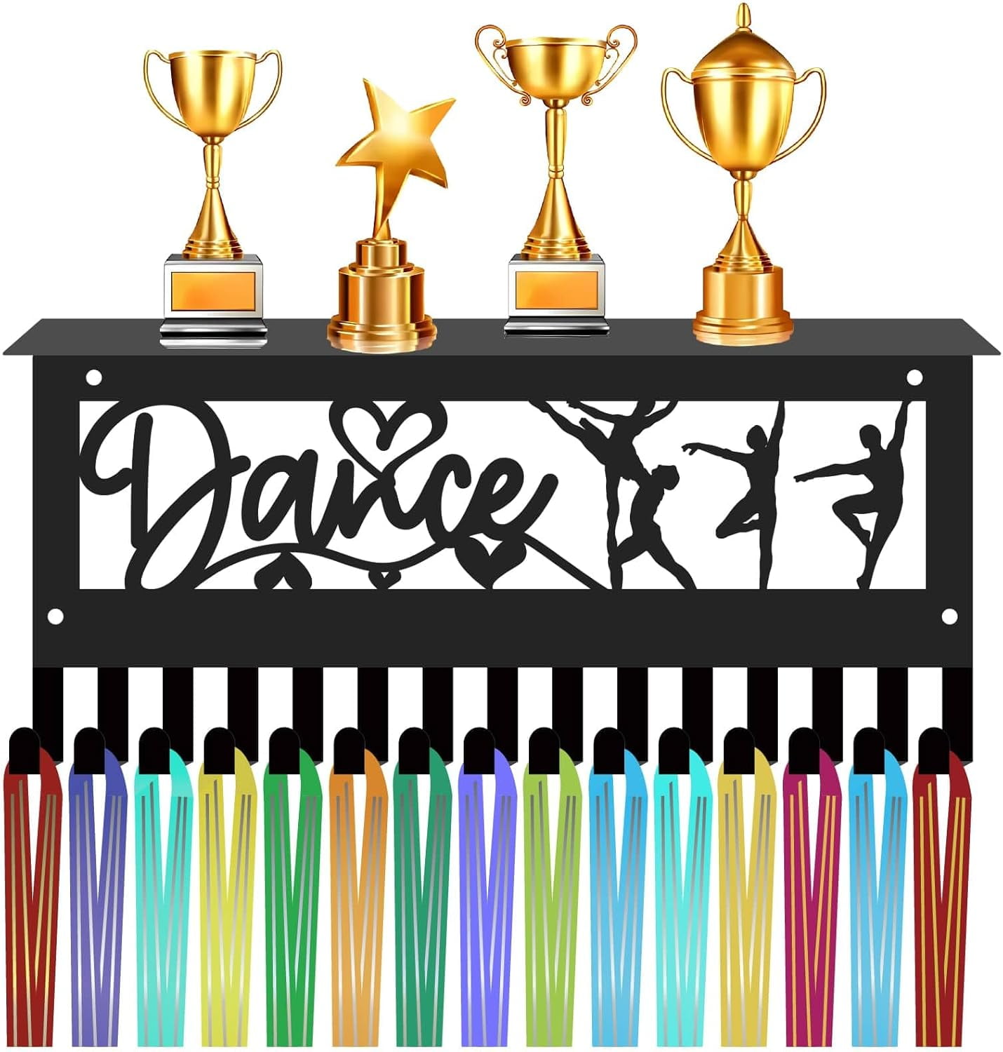 Dance Medal Hanger Display with Shelf Trophy Medal Holder Sports for ...