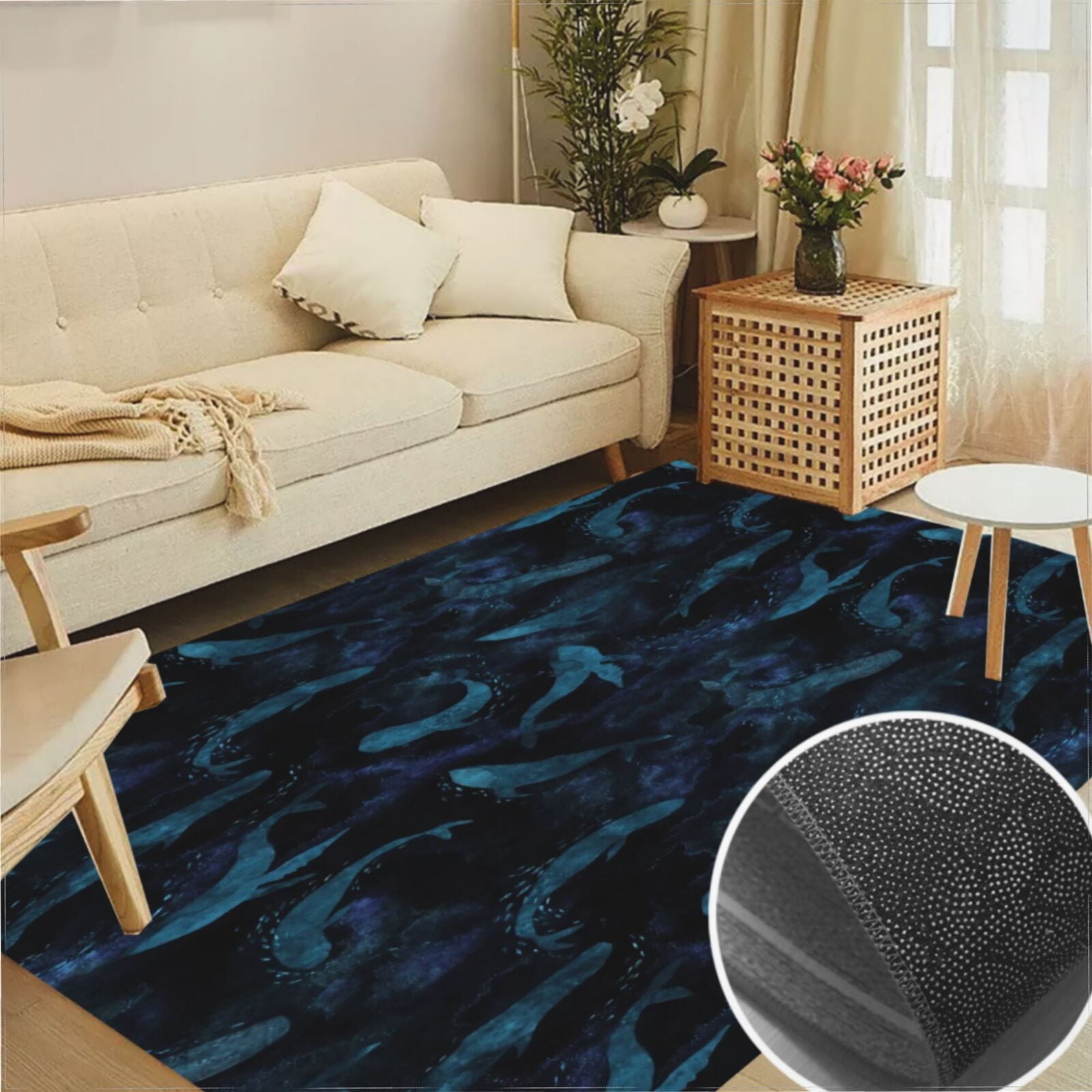 Dance Of Whales Indigo Blue Adult Home Decor Bedroom Living Room ...