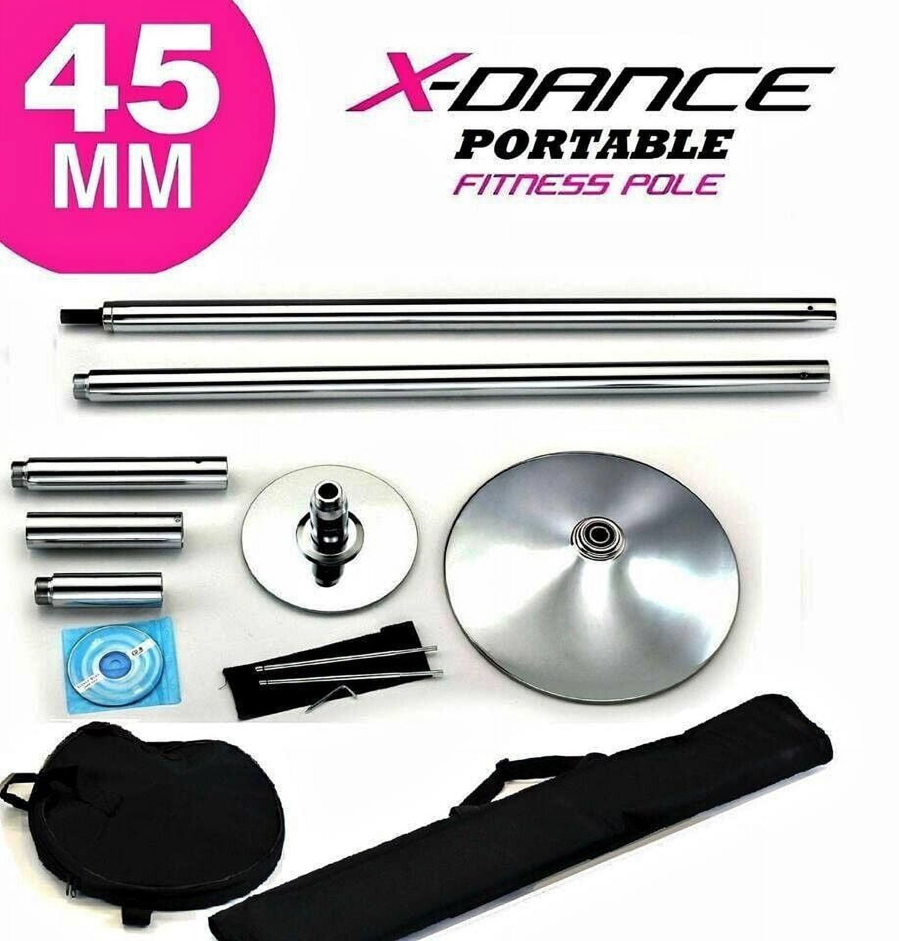Dance Pole Chrome 45mm, 9ft Portable Spinning/Static Professional ...