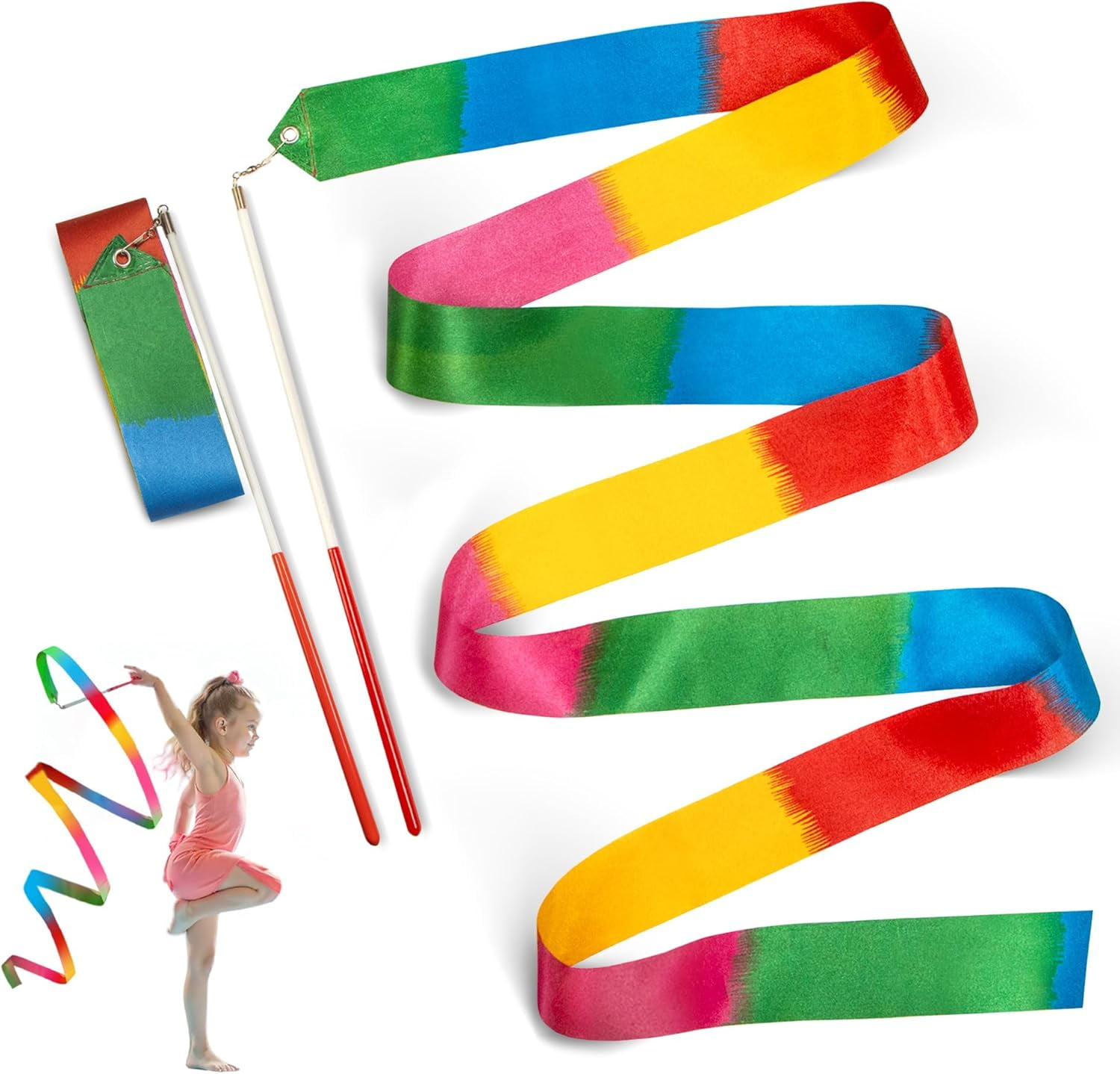 Dance Ribbons Streamers - 6.6Ft Unisex Kids' Gymnastics Ribbon Wands ...