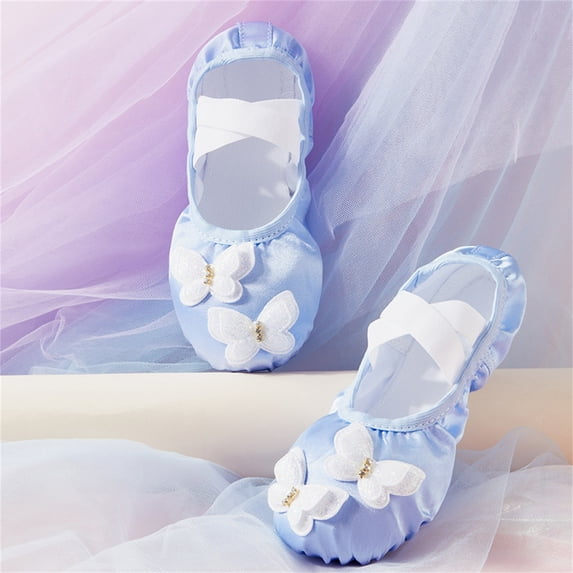 Dance Shoes with Satin Material and Butterfly Design, Soft Soles for ...