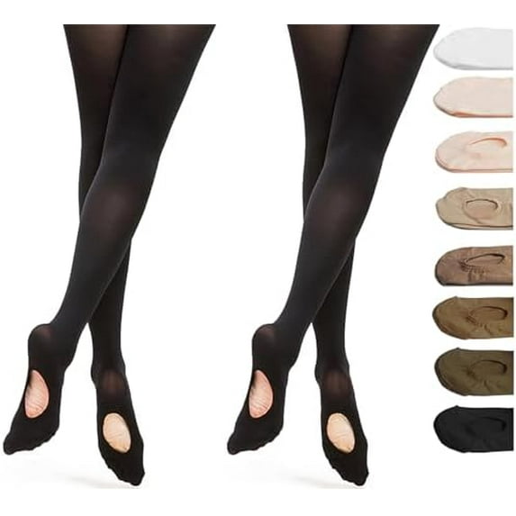 Dance Tights for Women 2 Pairs Convertible Girls' Ballet Tights Opaque ...