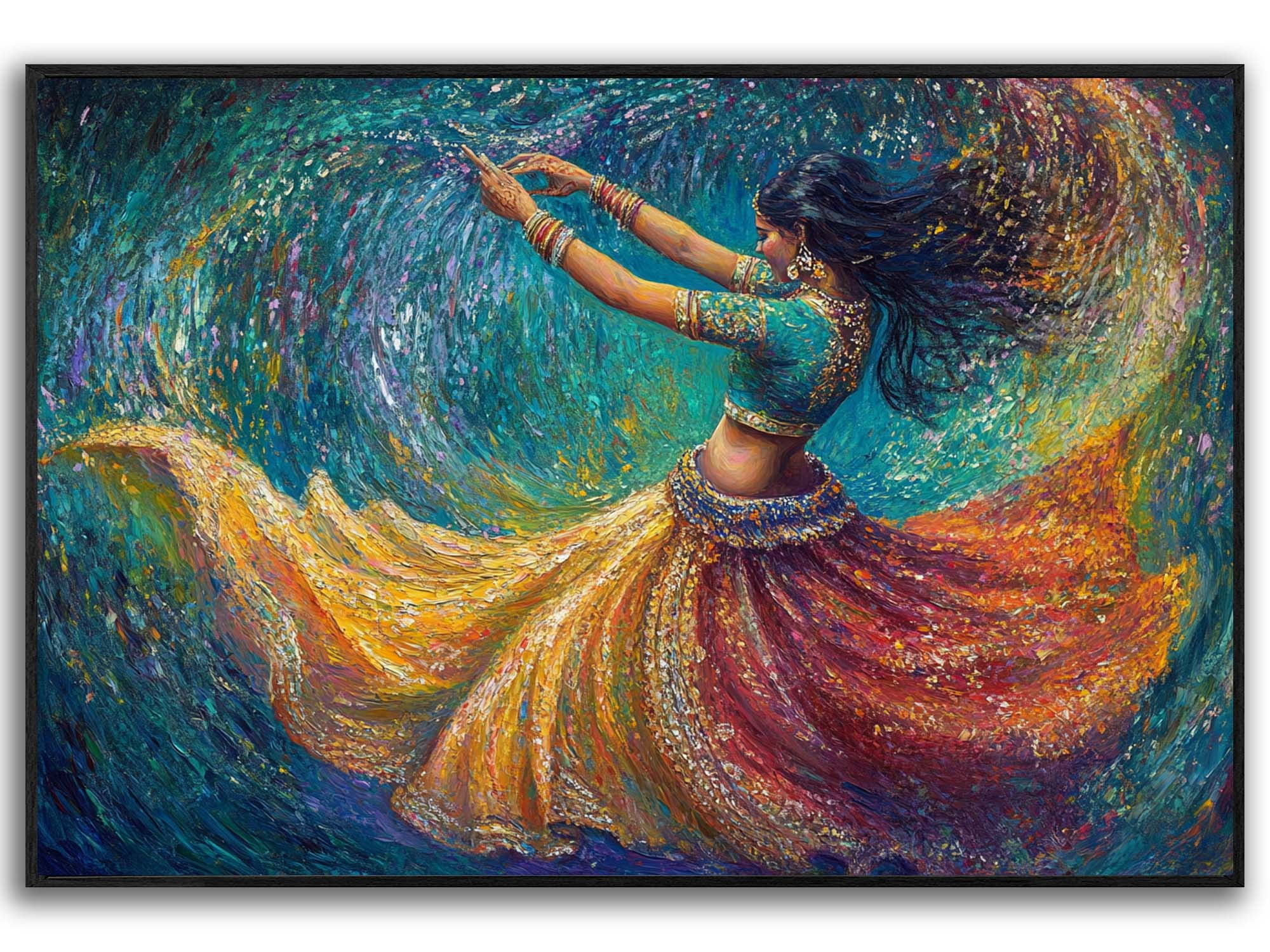 Dance Wall Art Indian Dance Girl Dancing Posters Oil Painting For Wall ...