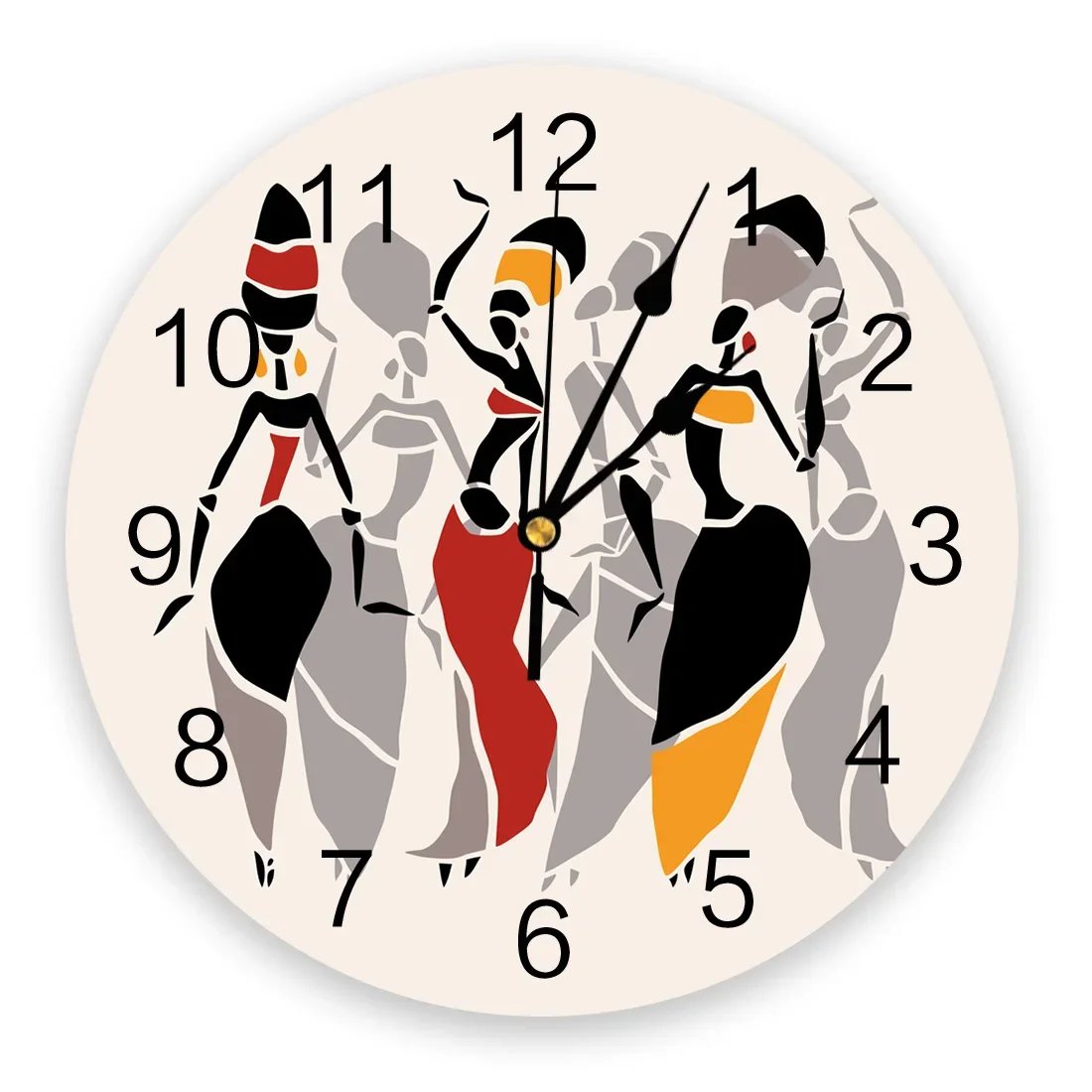 Dance Woman Silhouette Starry Sky Round Wall Clock Hanging Silent Time ...