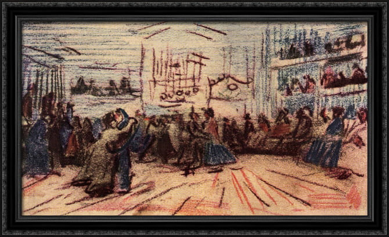 Dance-hall 40x24 Large Black Ornate Wood Framed Canvas Art by Vincent ...