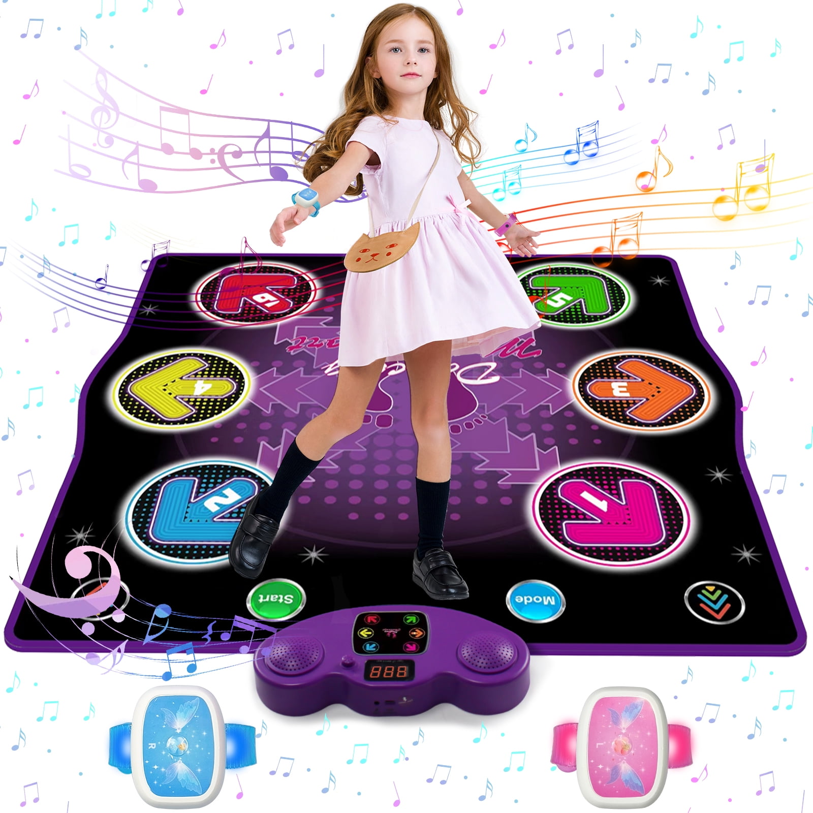 Dance mat, Dance Pad with LED Lights, Adjustable Volume, Built-in Music ...