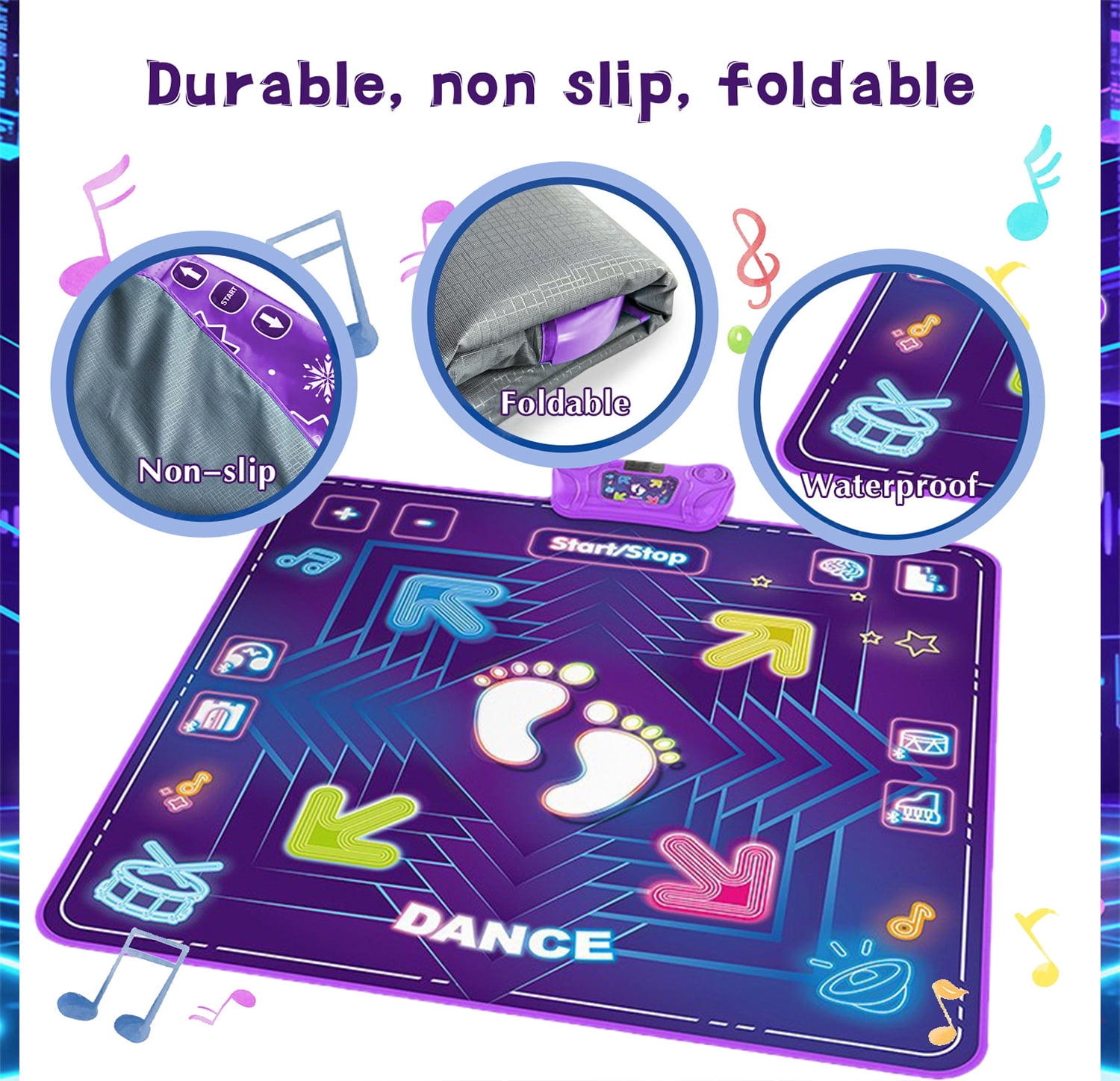 Dance mat - Rhythm step play mat - Dance game toy mat with LED light ...