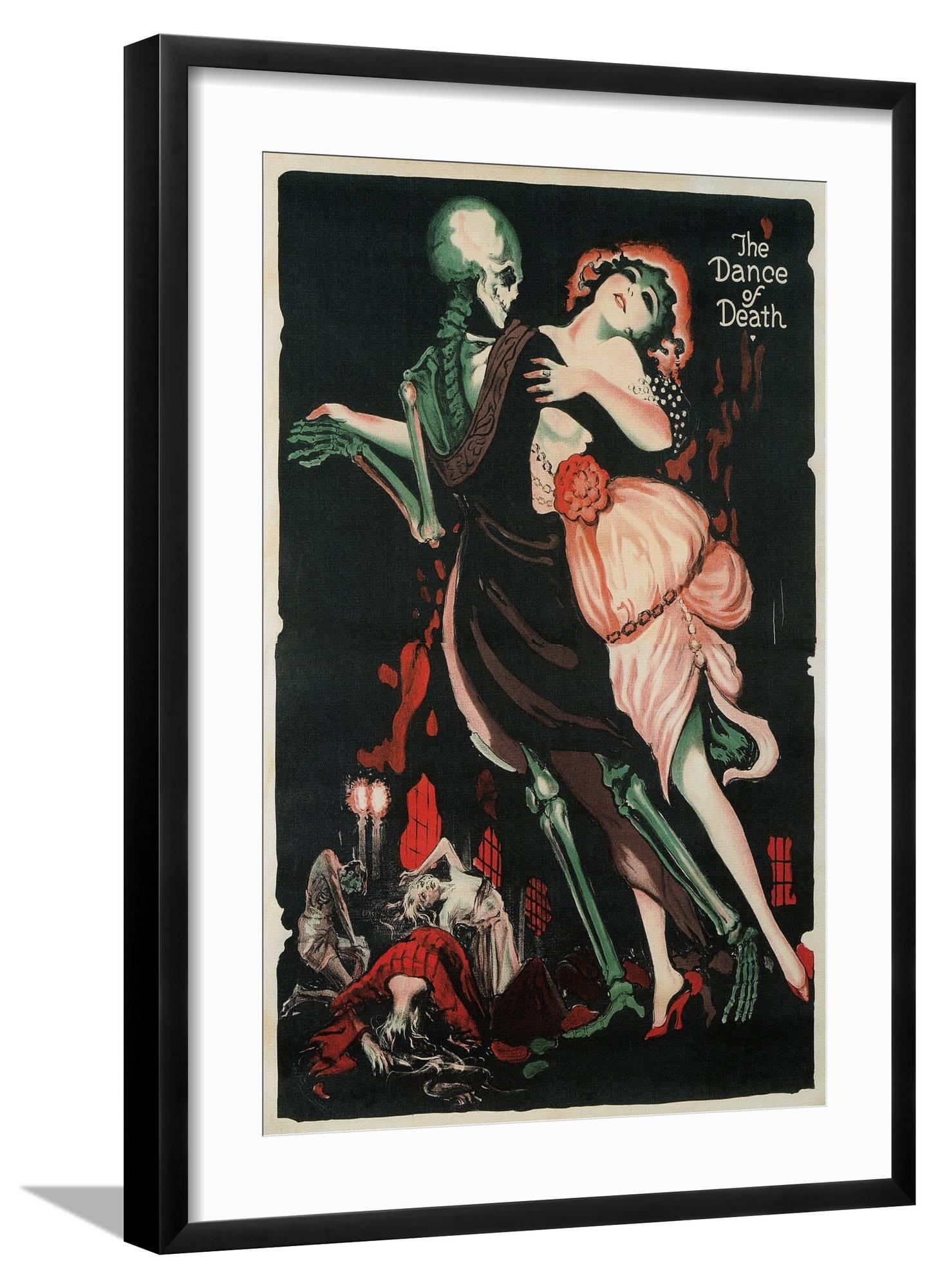 Art.com Dance of Death, Skeleton Art Print, Black Frame Wall Art, 21" x ...