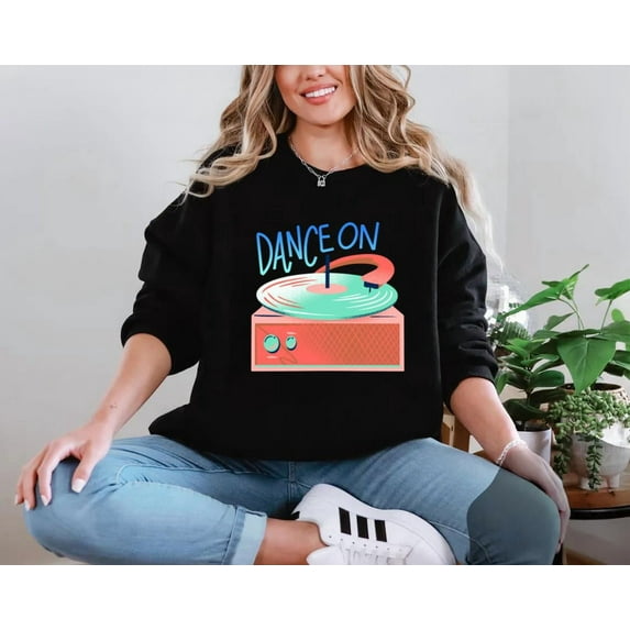 Dance on Record Retro Music Motion Graphic Style Vinyl DJ Disco Party ...