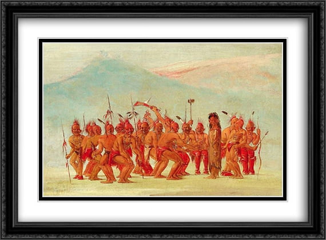 Dance to the Berdache (Sac and Fox) 2x Matted 38x28 Large Black Ornate ...