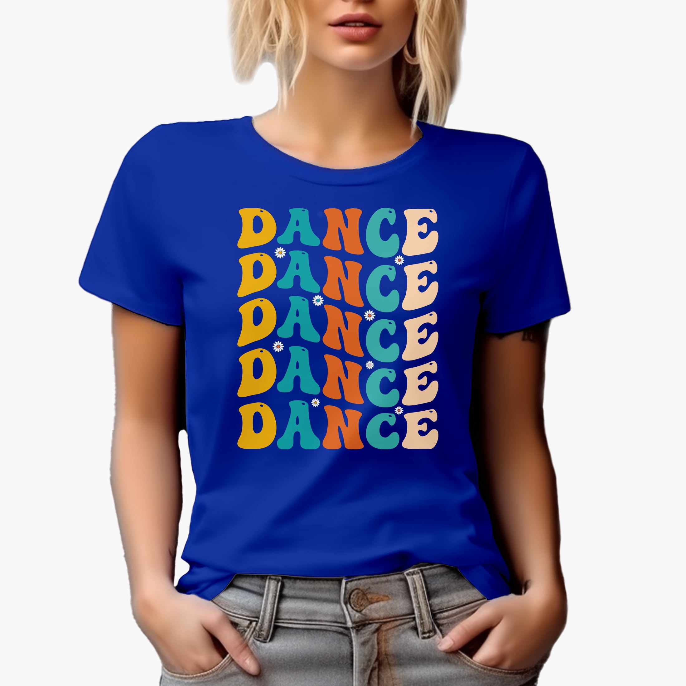 Dance with Flowers, Dancer or Dancing Themed, Groovy Retro Wavy Text ...