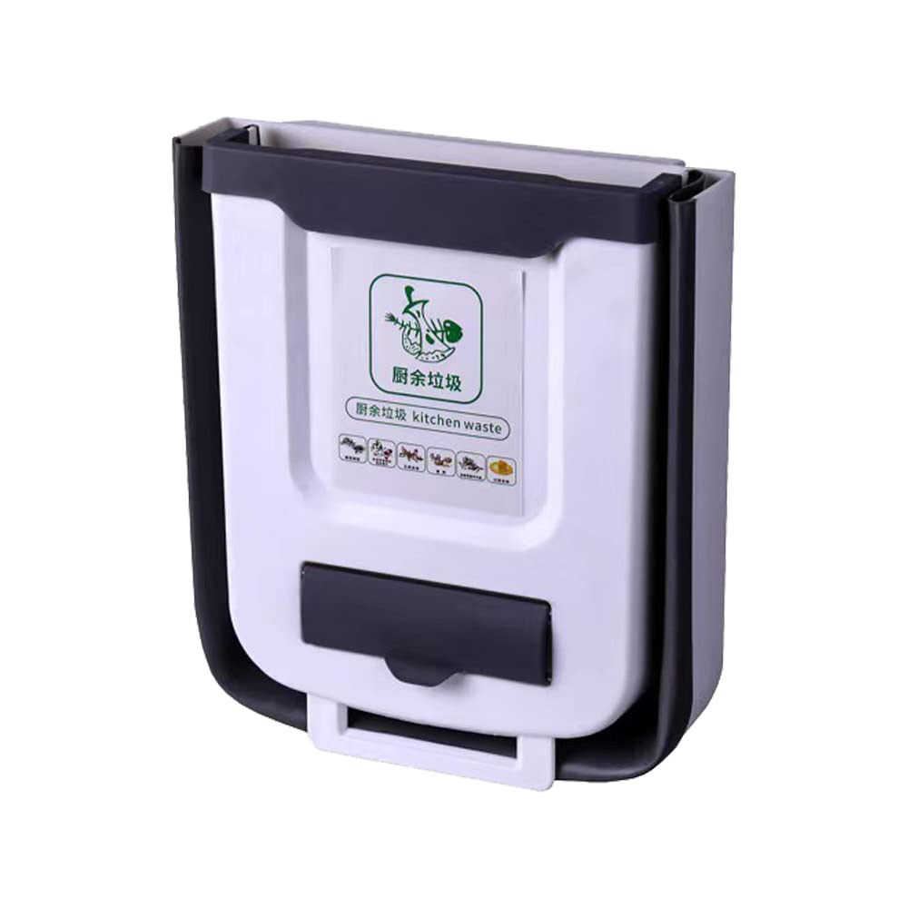 DanceeMangoo Kitchen Trash can Plastic Foldable, Wall-Mounted Folding ...