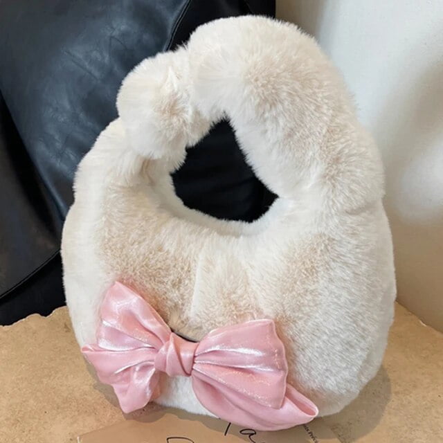 DanceeMangoo Ladies Plush Top Handle Bag Large Capacity Furry Shopping ...