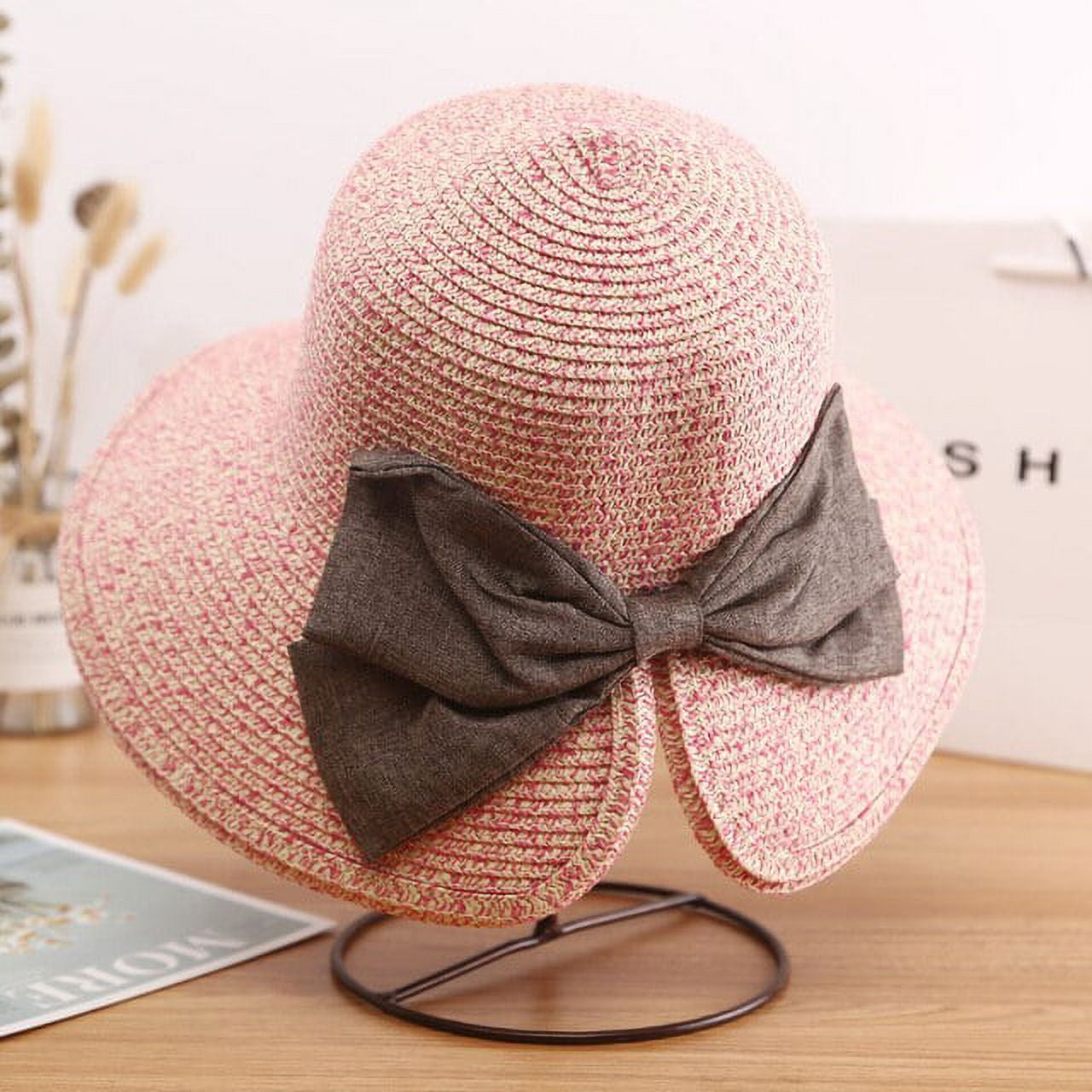 Danceemangoo New Womens Sun Hat Big Bow Wide Brim Floppy Summer Hats