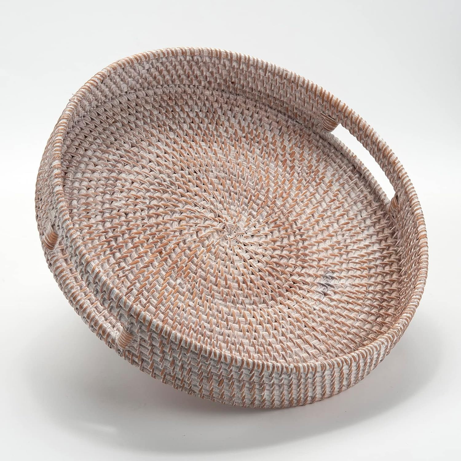 DanceeMangoo Round Rattan Serving Tray Decorative Woven Ottoman Trays ...