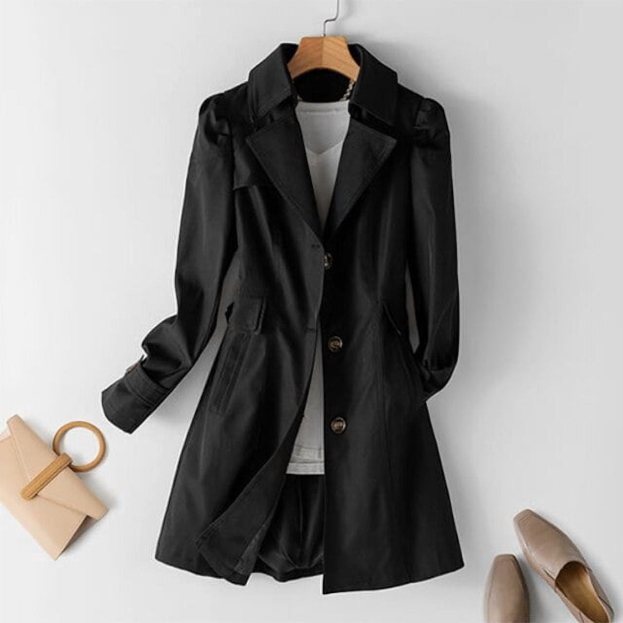 DanceeMangoo Spring Autumn Trench Coat Woman Korean Single-breasted Mid ...