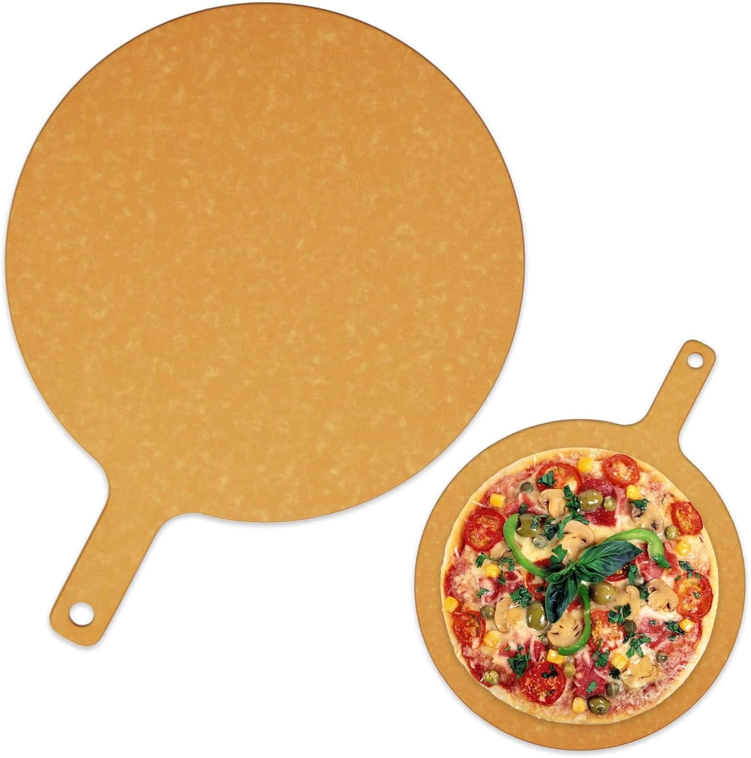 DanceeMangoos 10 Inch Dishwasher Safe Pizza Board, Natural Wood Fiber ...