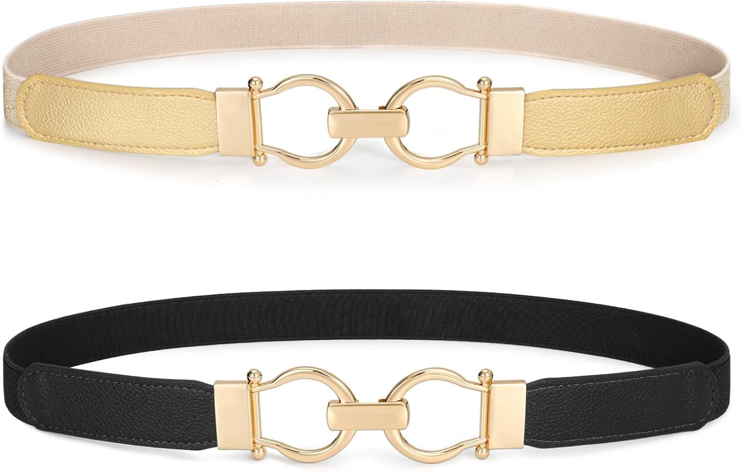 DanceeMangoos 2 Pack Skinny Elastic Belts for Women Thin Stretchy Waist ...