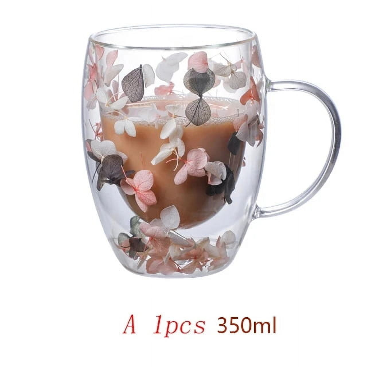 DanceeMangoos 250/350ml Double Wall Coffee Mug With Handles Clear Milk ...