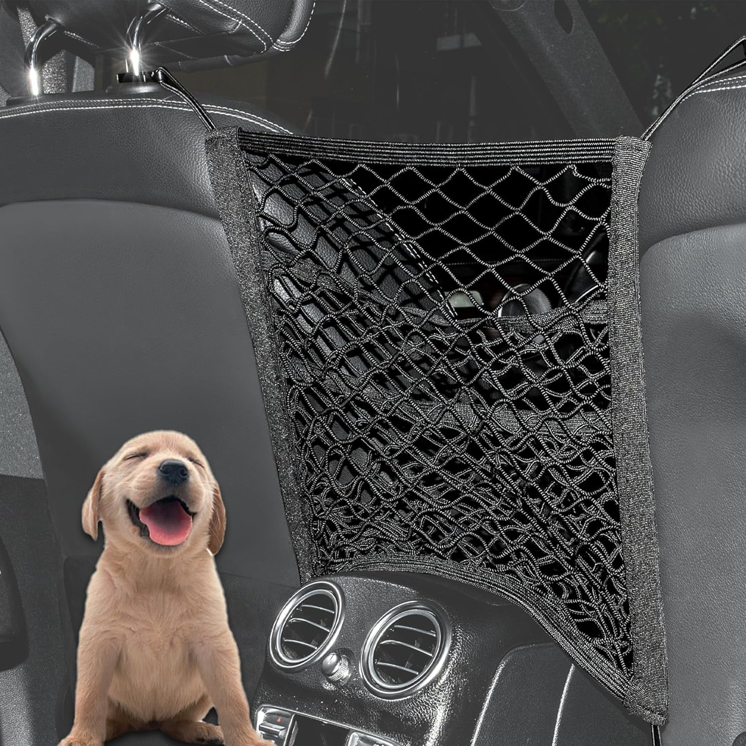 DanceeMangoos 3-Layer Car Mesh Organizer Storage Between Front Seats ...