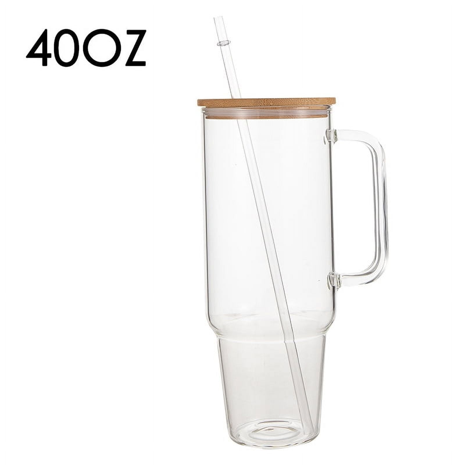 DanceeMangoos 40OZ Glass Cup with Handle and Straw Lid Coffee Cup ...