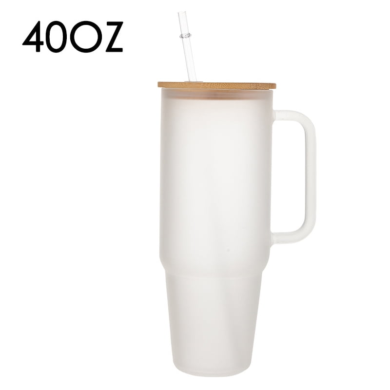 DanceeMangoos 40OZ Glass Cup with Handle and Straw Lid Coffee Cup ...