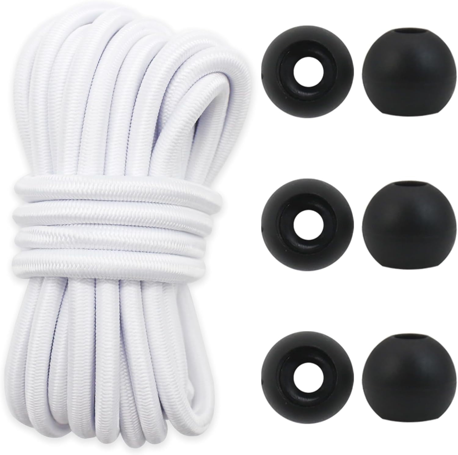 DanceeMangoos 6mm White Bungee Cord 1/4in 50ft Thick White Elastic Cord ...