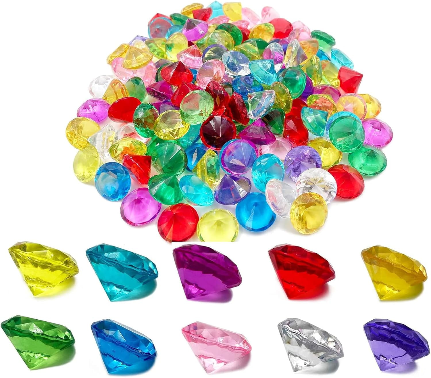 DanceeMangoos Acrylic Diamond, 20 mm 280 pcs Acrylic Fake Gems Faux ...
