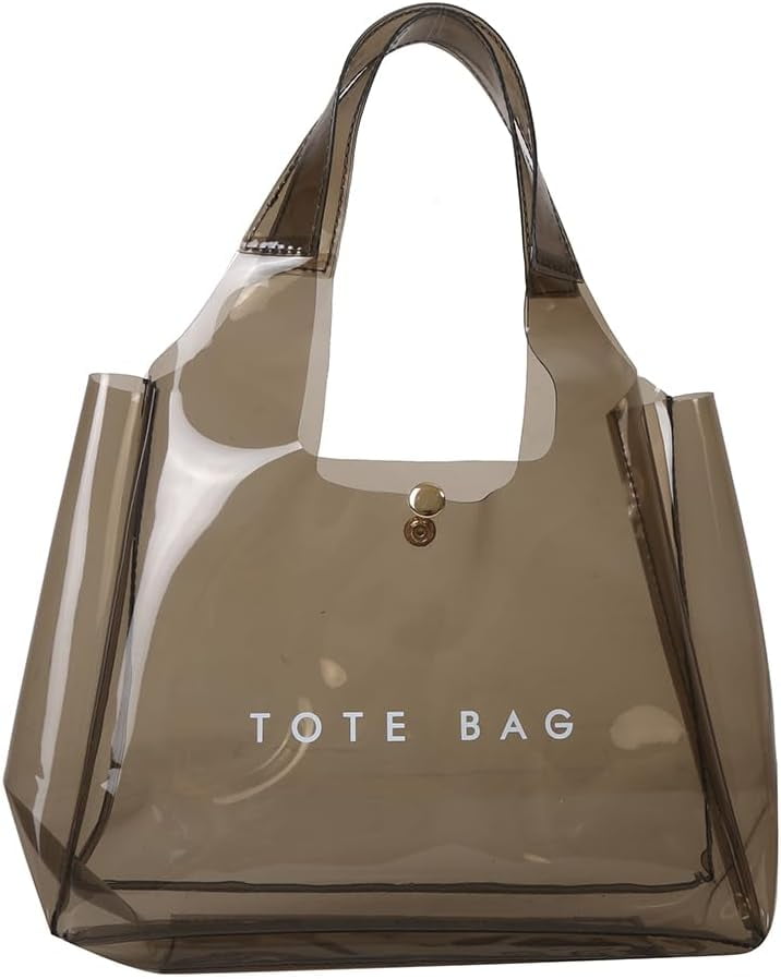DanceeMangoos Clear Tote Bags for Women PVC Tote Bag Letters Print ...