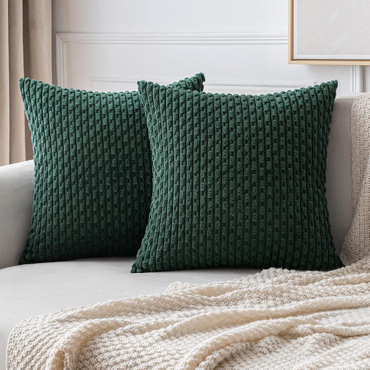 DanceeMangoos Dark Green Throw Pillow Covers 16x16 Inch Decorative ...