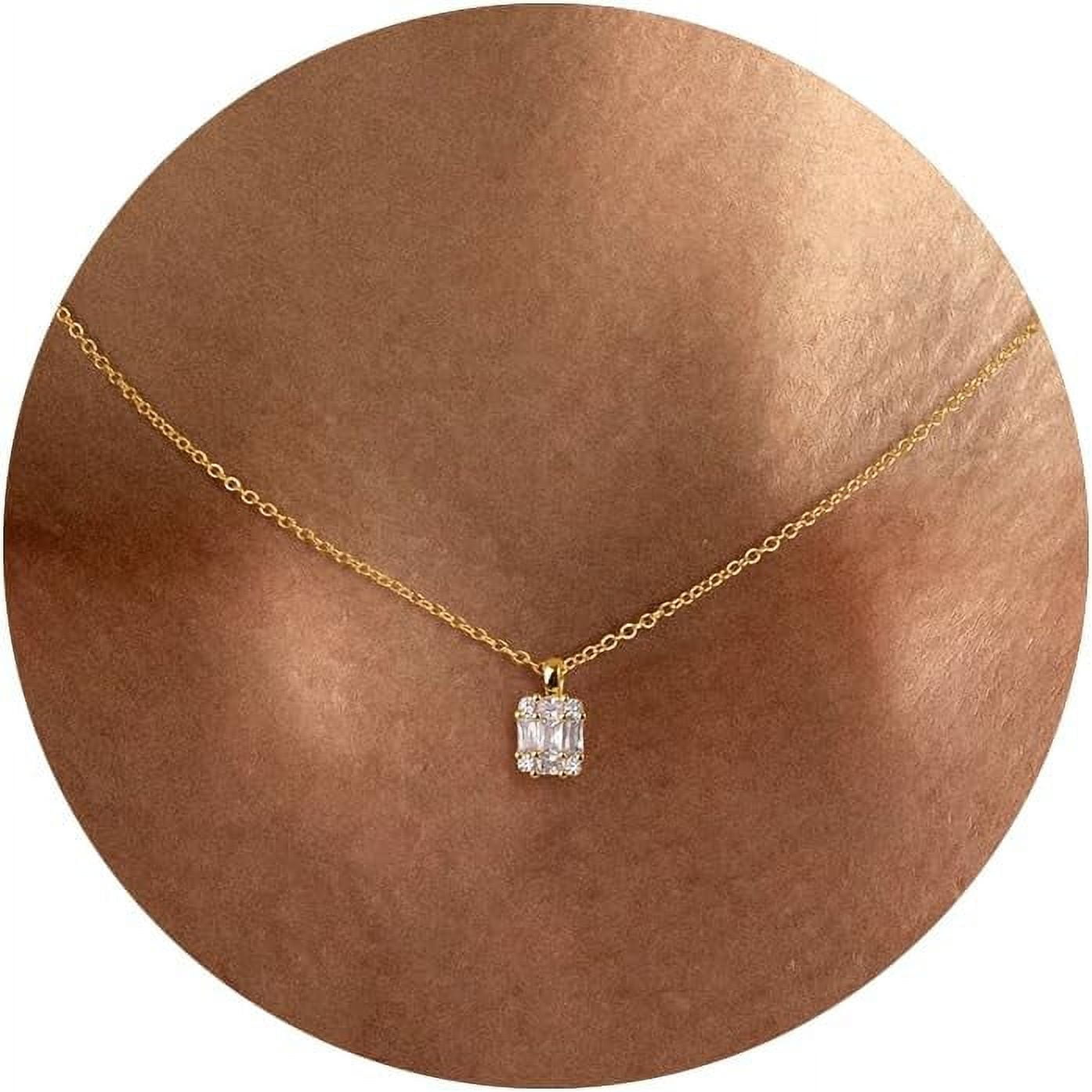 DanceeMangoos Diamond Pendant Necklace for Women， Dainty Gold Layered ...