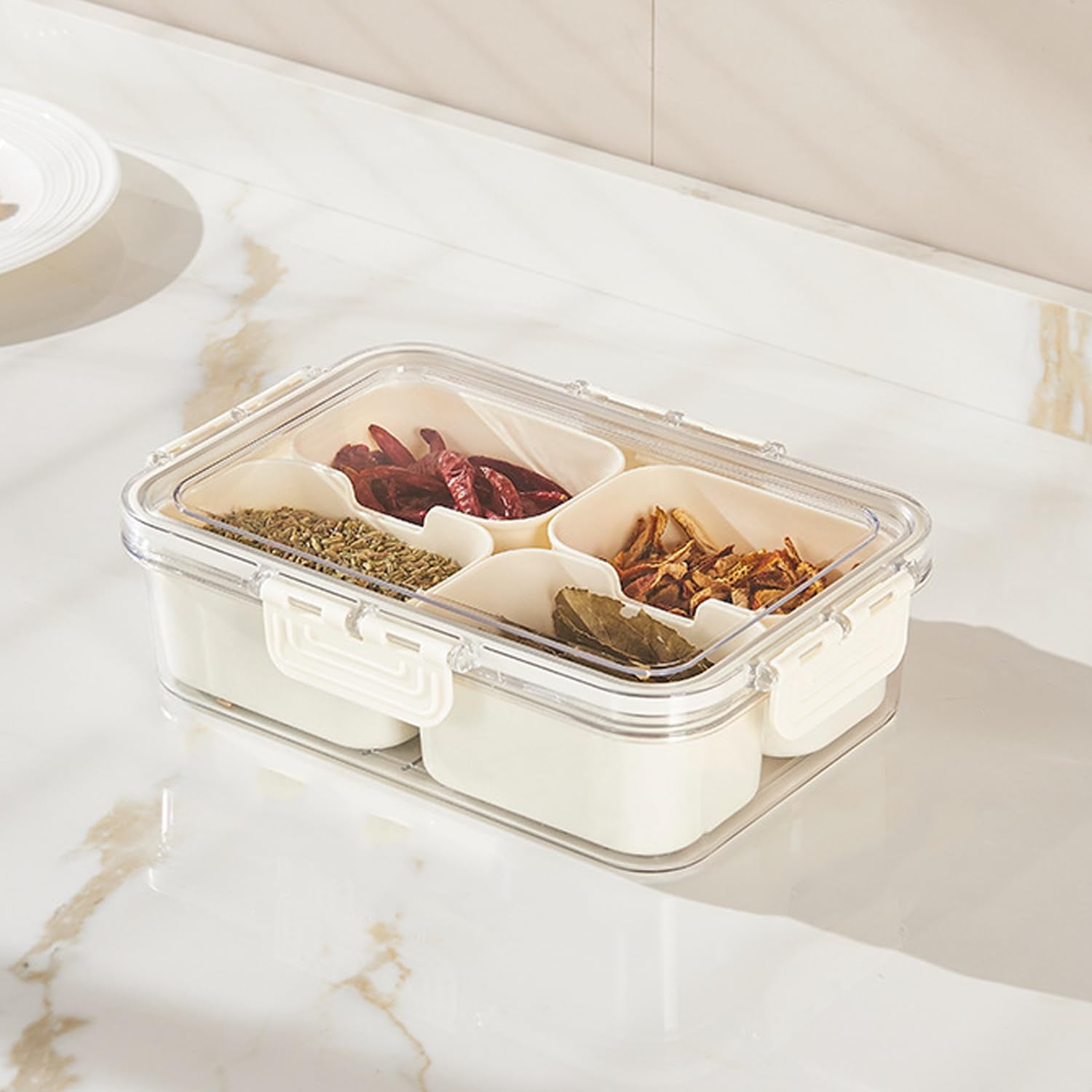 DanceeMangoos Divided Clear Snack Serving Tray with Lid & Handle ...