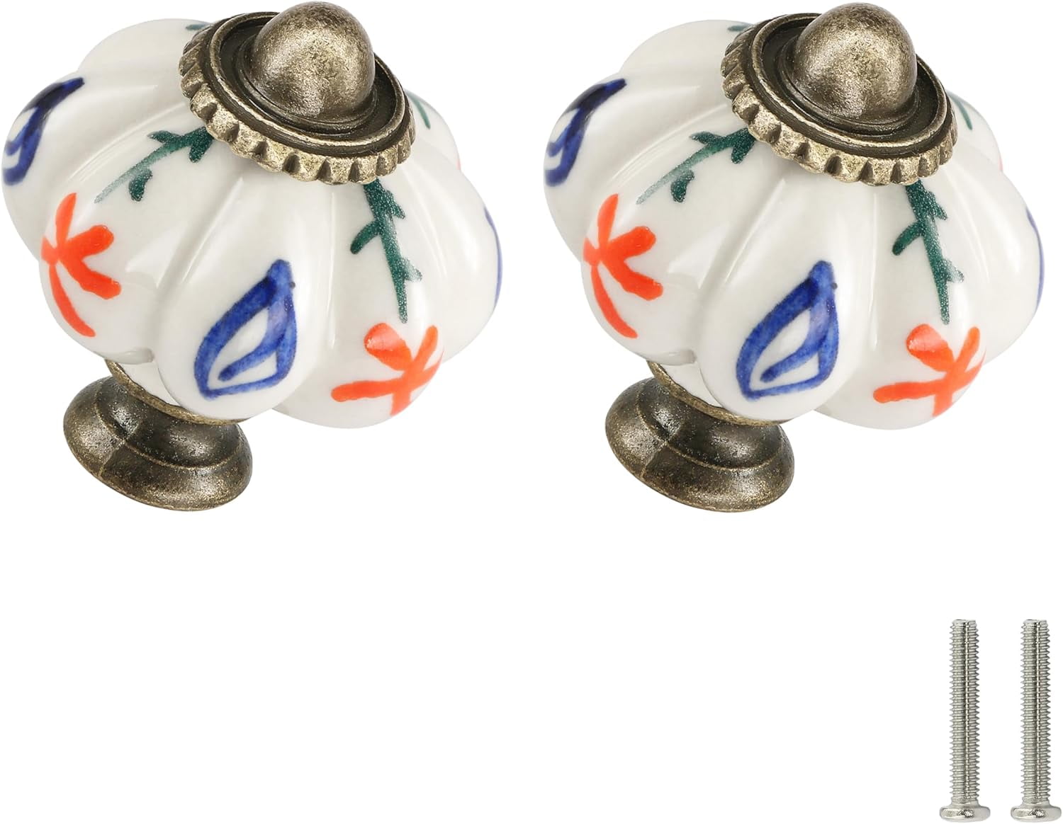 DanceeMangoos Green Ceramic Knobs 2 Pack - Pumpkin Cabinet Knobs Retro Dresser Knobs - Vintage ...