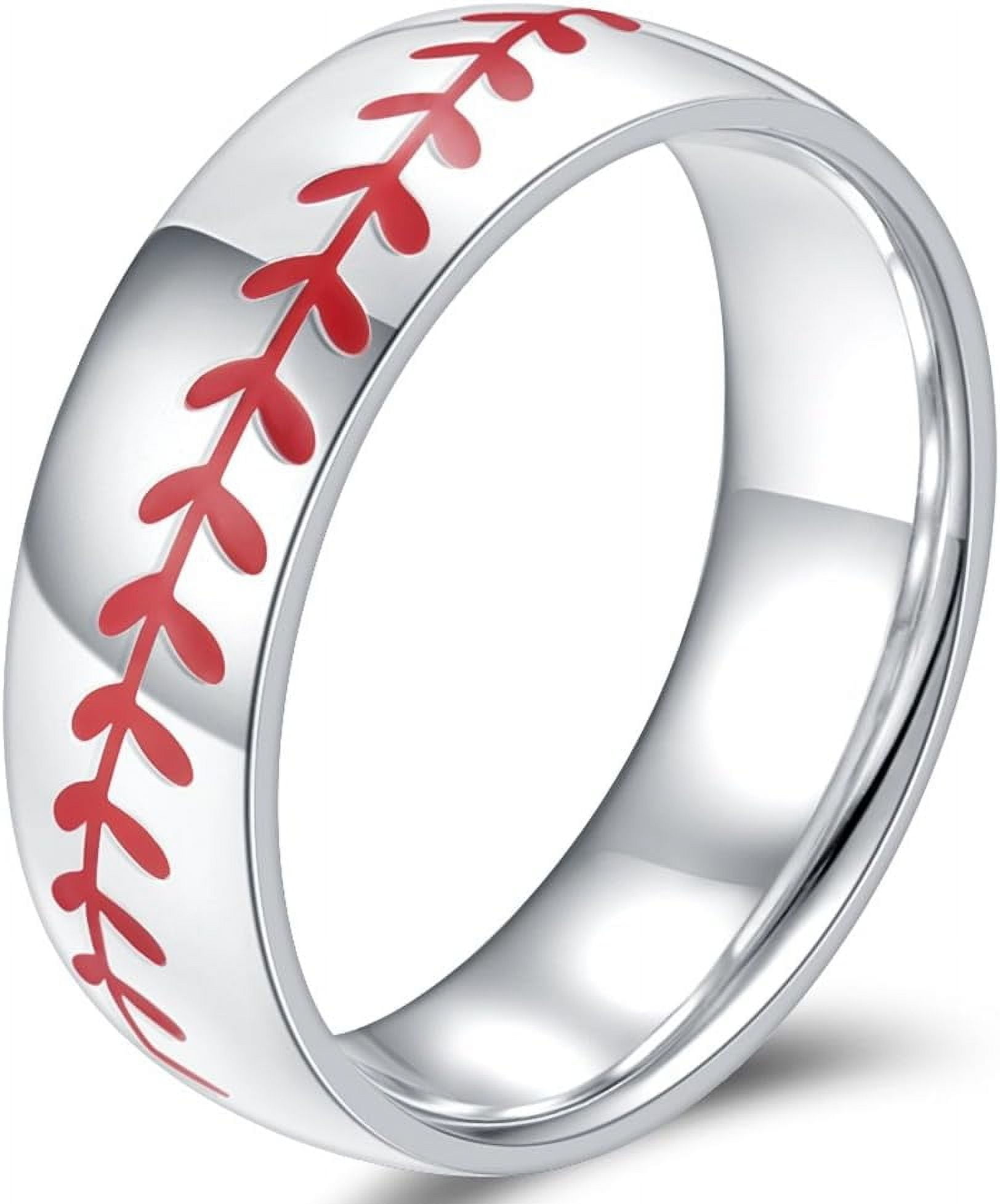 DanceeMangoos Jewelers 8MM Stainless Steel Sports Baseball Ring Domed ...