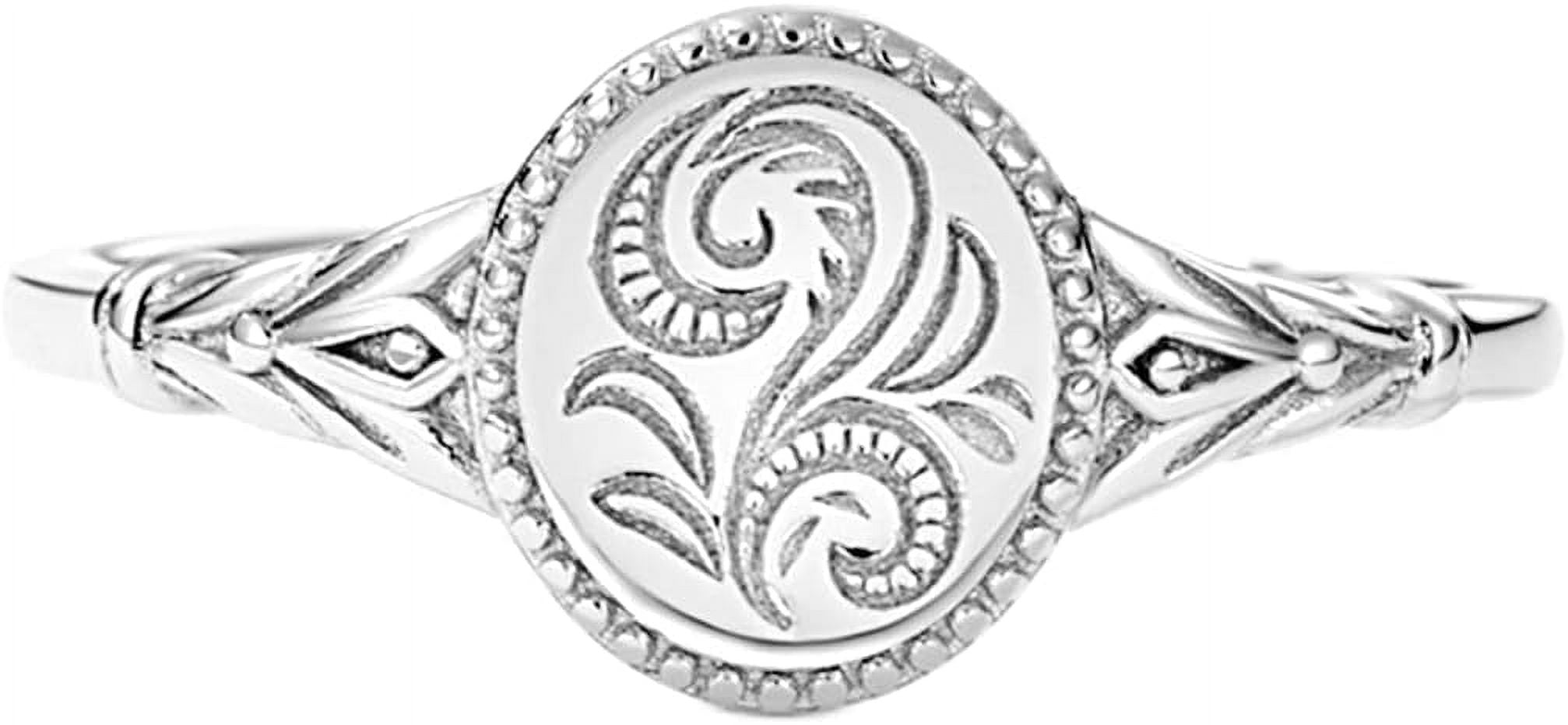 DanceeMangoos Jewelers Stainless Steel Leaf Flower Signet Style Wedding ...