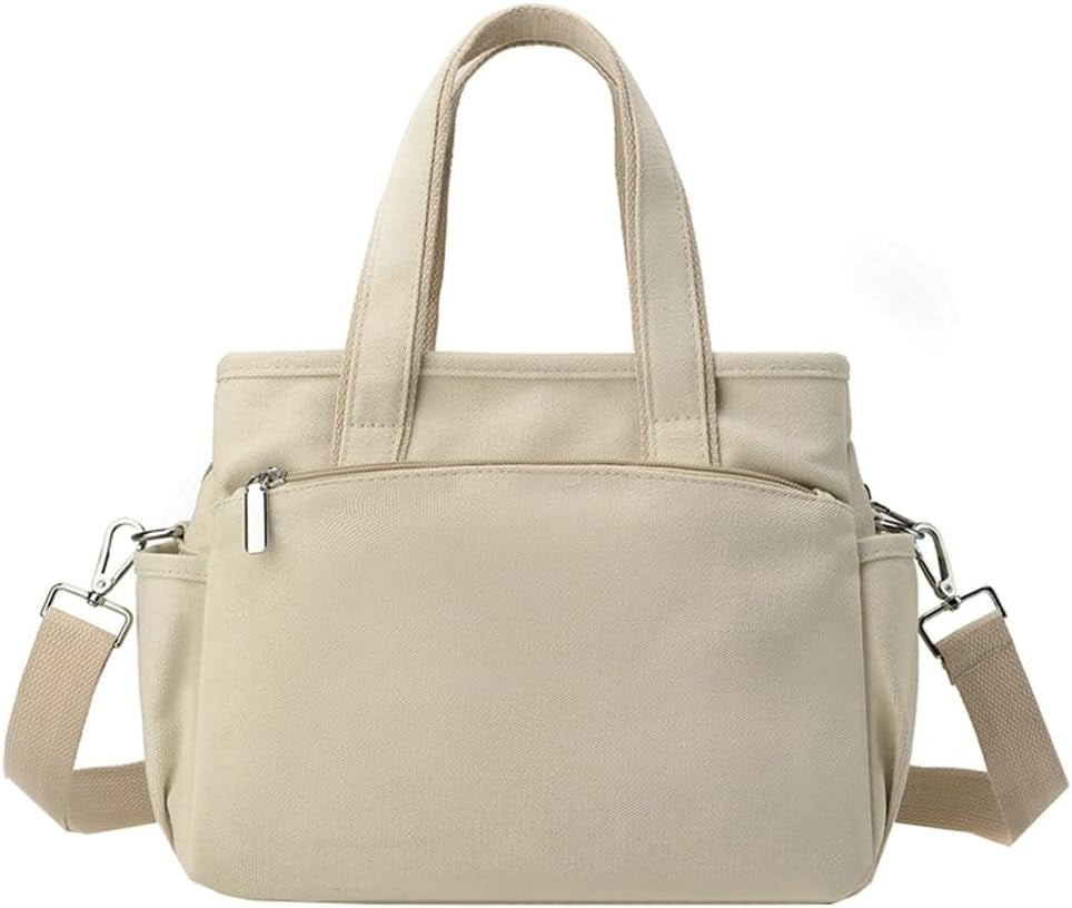 DanceeMangoos Large Canvas Tote Bag for Women Multi Pocket Messenger ...
