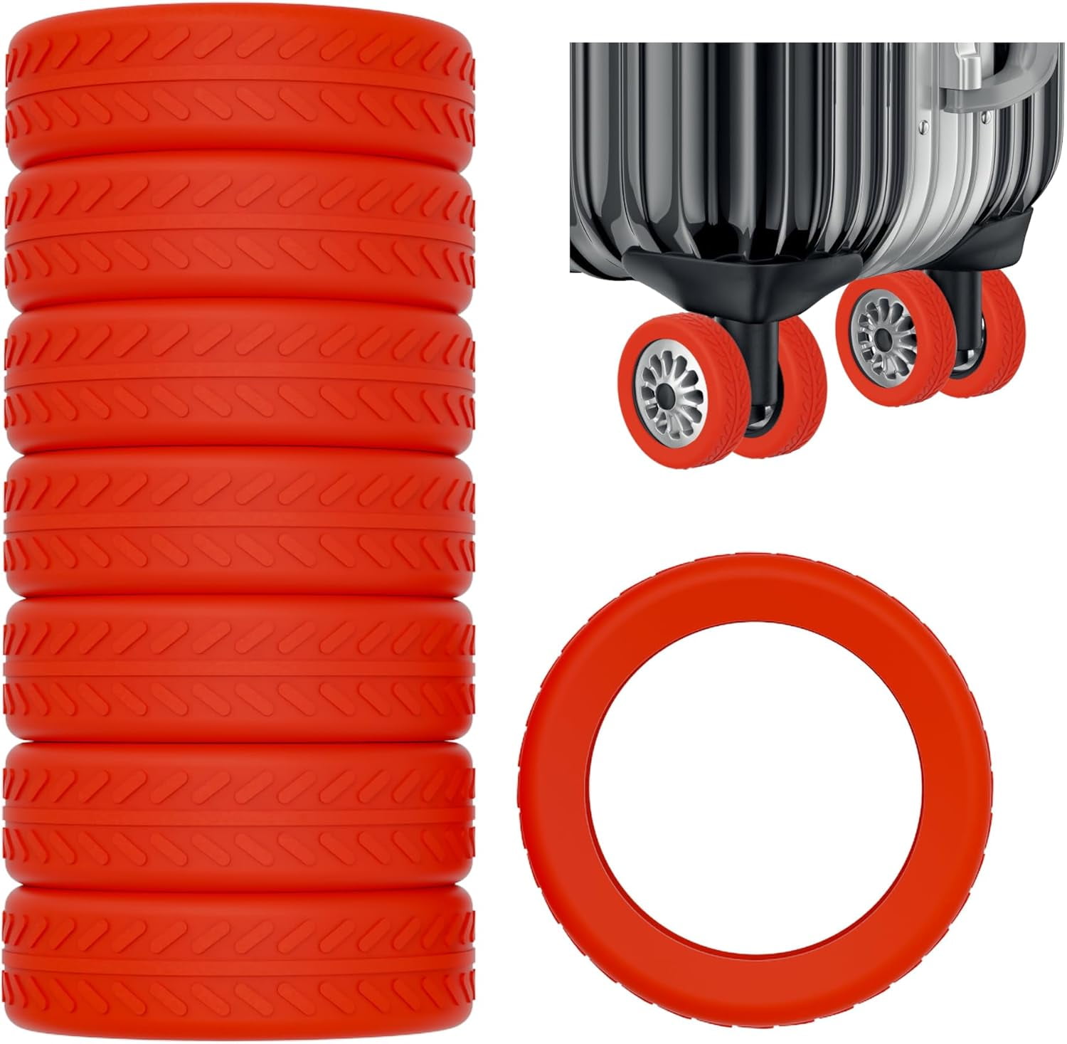 DanceeMangoos Luggage Wheel Covers 8 Pack Upgraded,Silicone Luggage ...