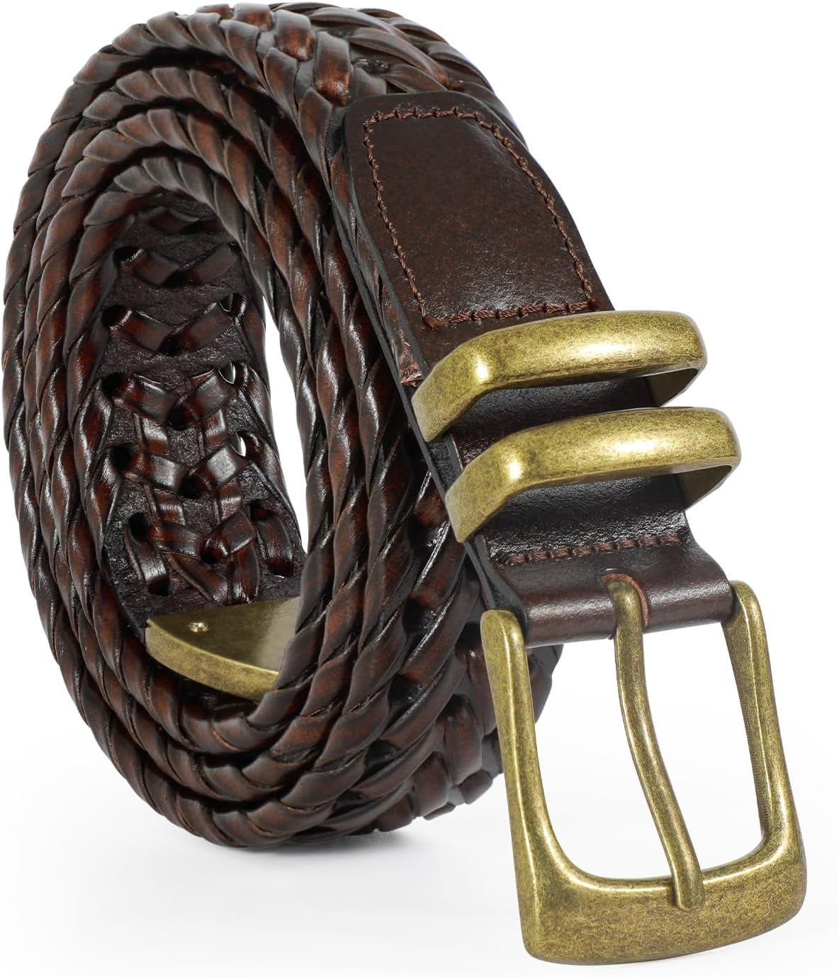 DanceeMangoos Men's Braided Leather Belt, Braided Woven Belt for Men ...