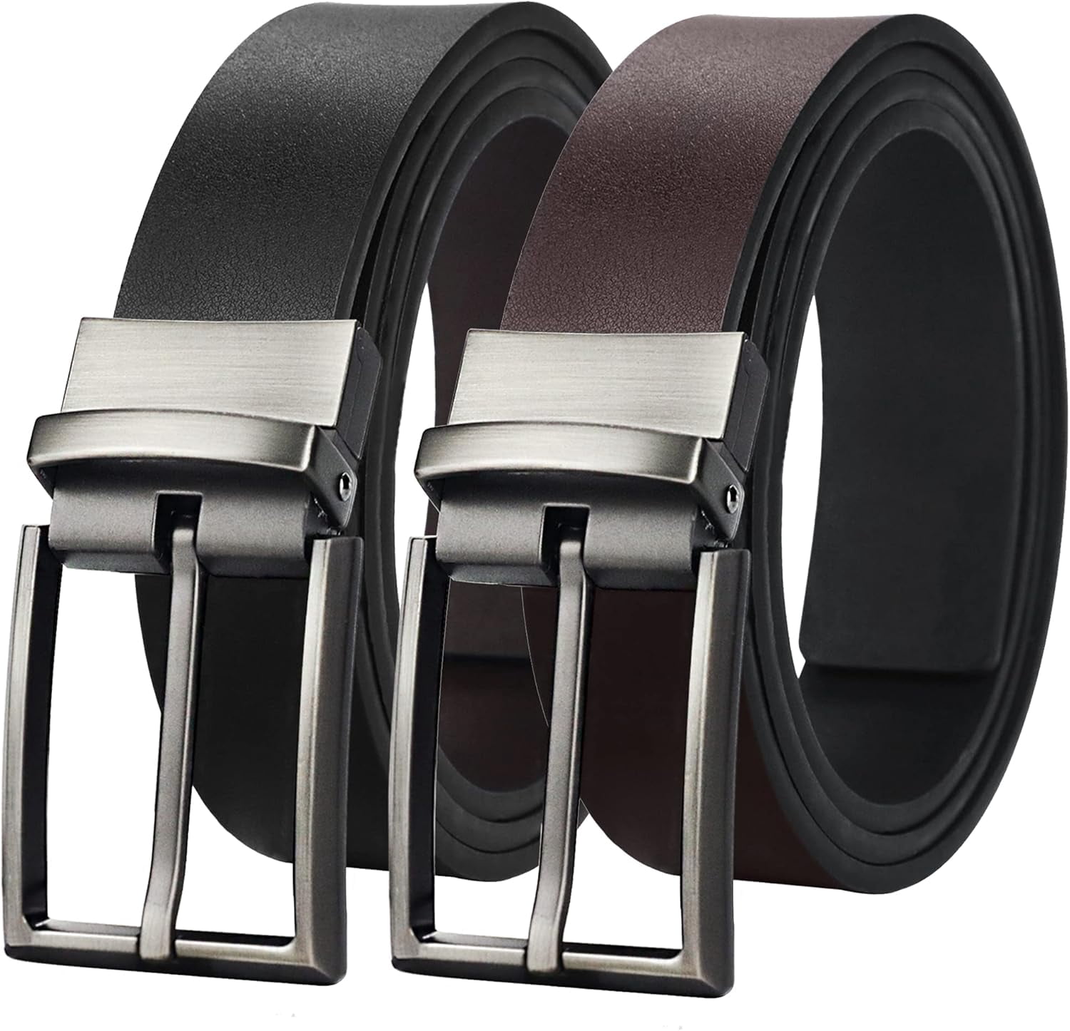 DanceeMangoos Mens Reversible Leather Belt, Dress Casual Belts for Men ...
