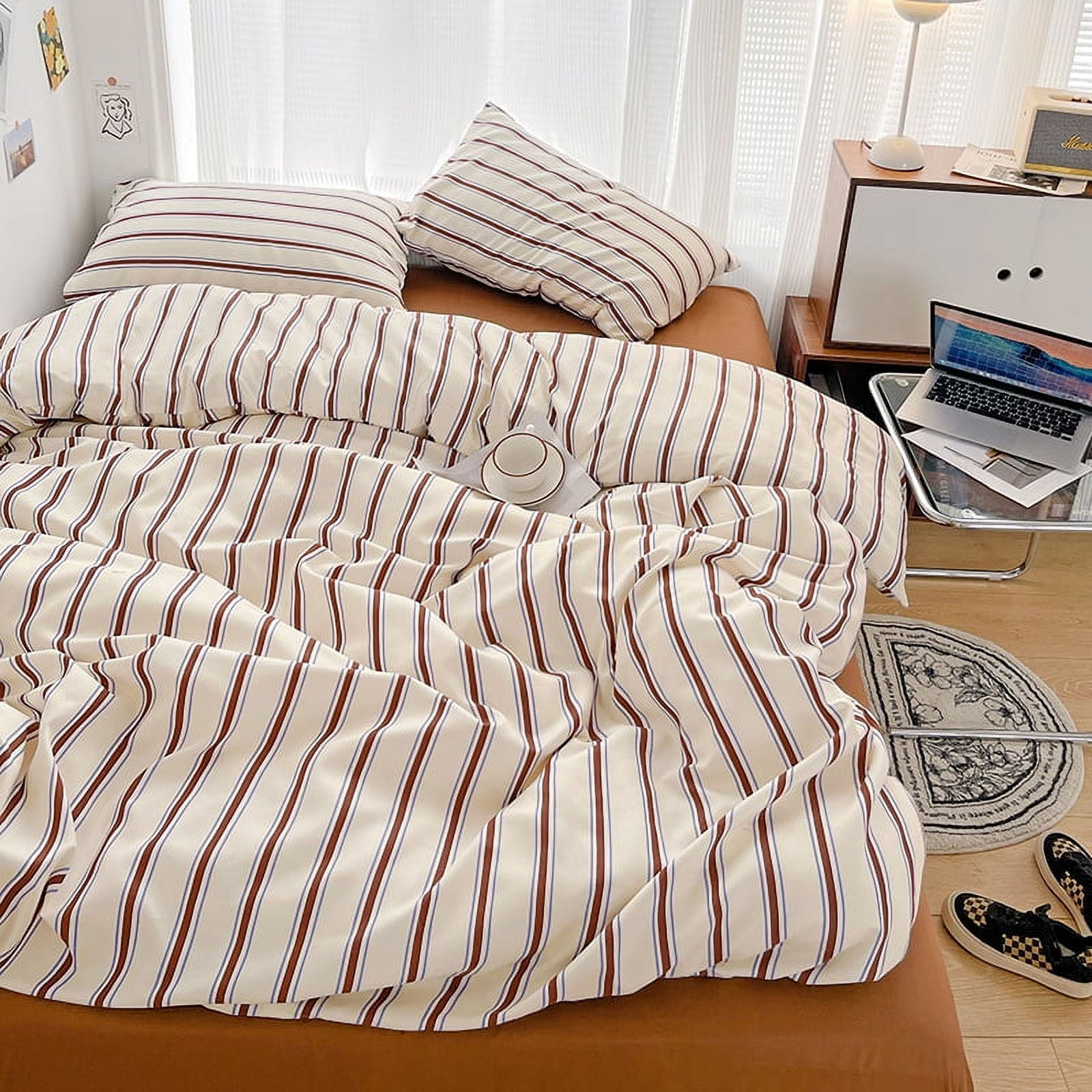 DanceeMangoos Nordic Sling Bed 150 Bedding Sets Stripes Duvet Cover Set Quilt Cover Bed Sheet ...