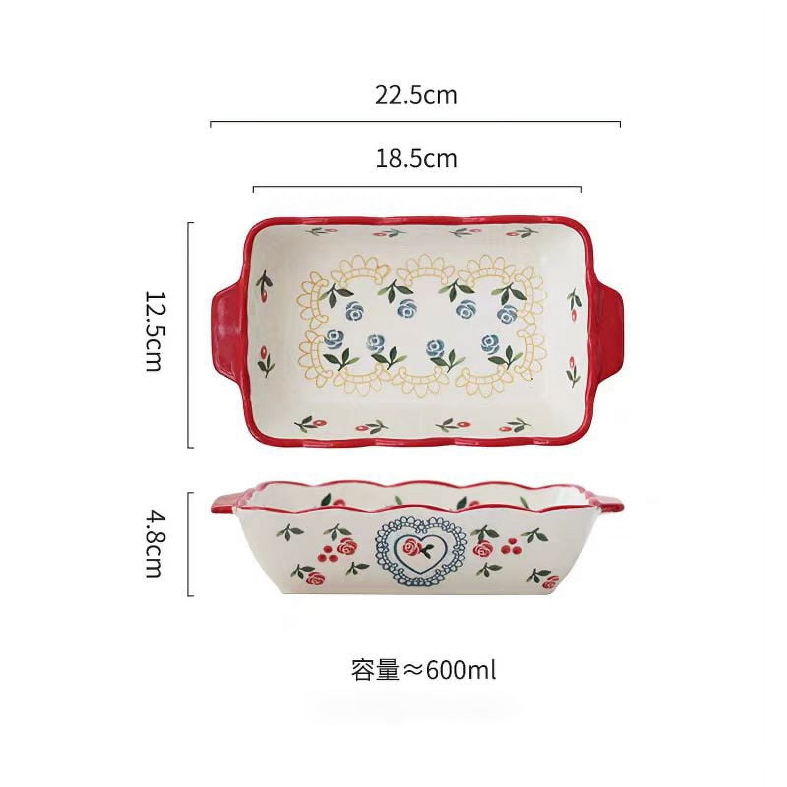 DanceeMangoos Rectangular Ceramic Baking Dish With Handle Dining Plate ...