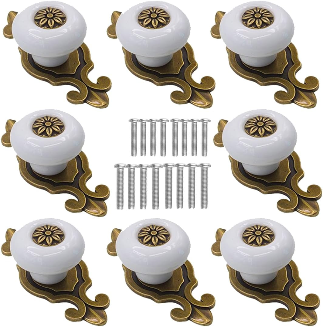DanceeMangoos Retro Ceramic Cabinet Knobs, [4 Pack] Vintage Antique ...