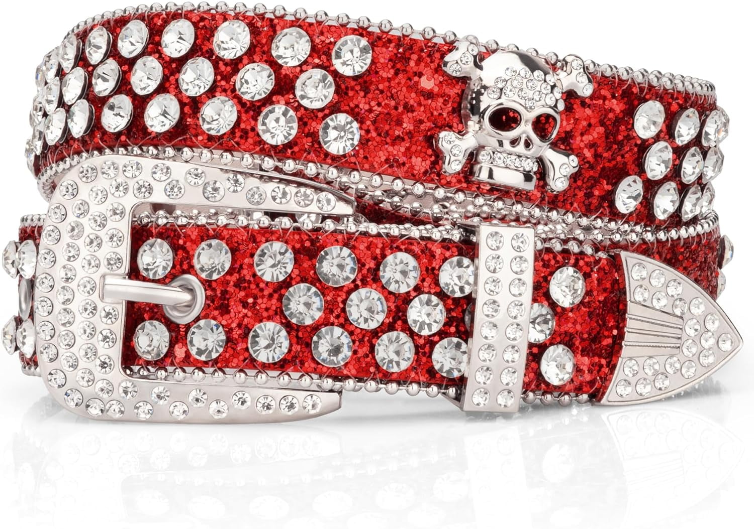 DanceeMangoos Rhinestone Belts for Women Men, Bling Skull Belt Western ...