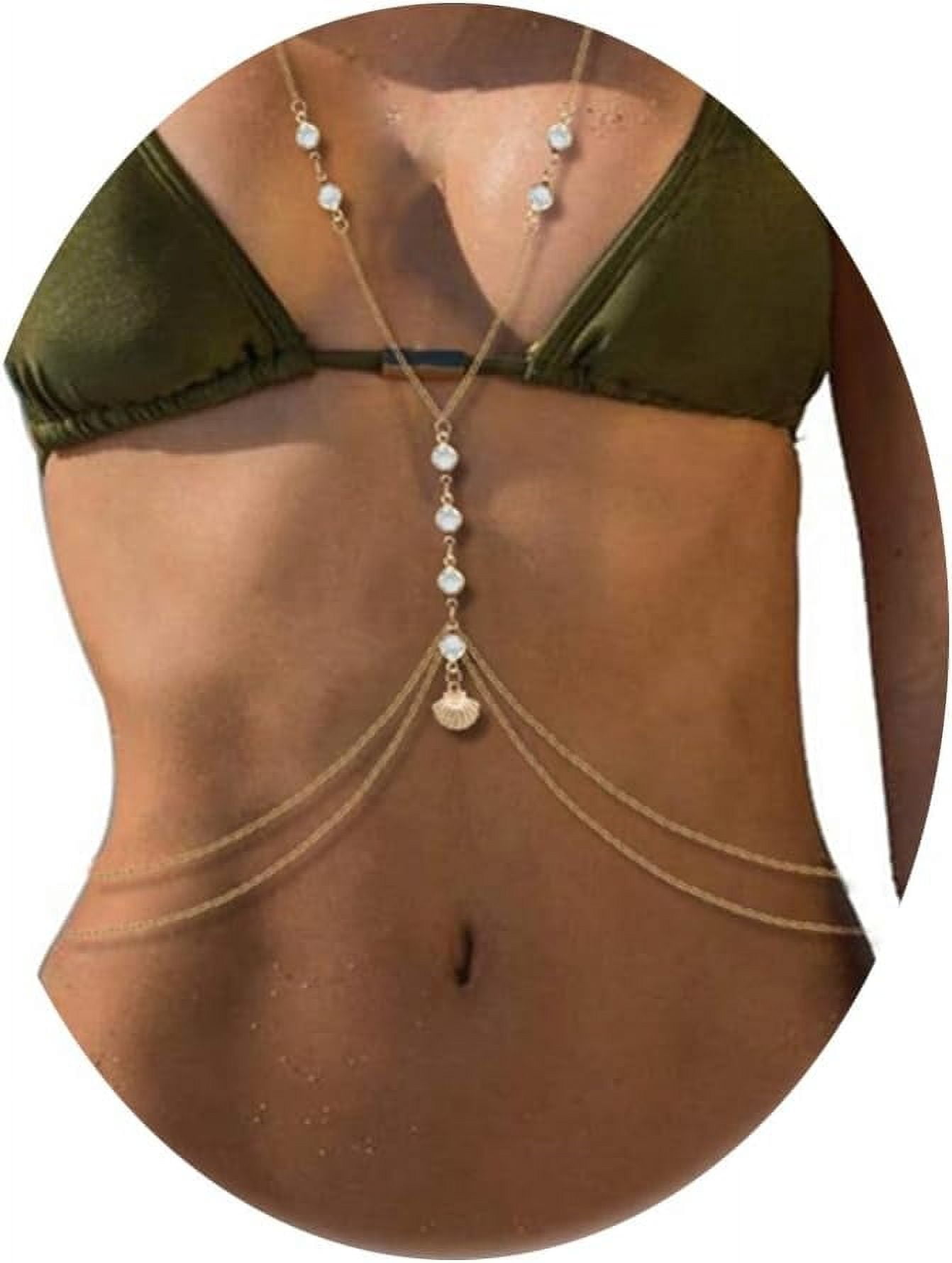 DanceeMangoos Sexy Body Chains for Women Layered Rhinestone Crossover Bikini Bra Body Jewelry ...