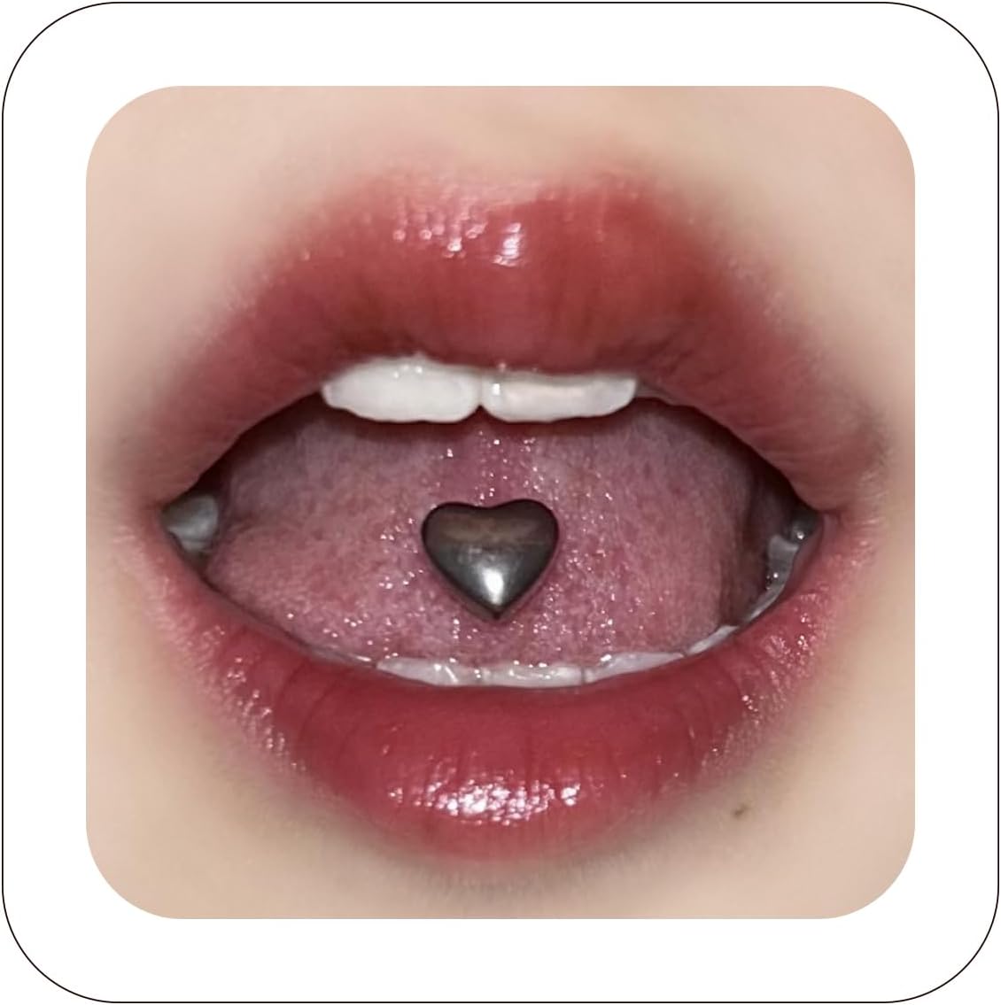 DanceeMangoos Simple Star Tongue Rings Silver Tongue Rings Flat Tongue Rings Titanium Tongue ...